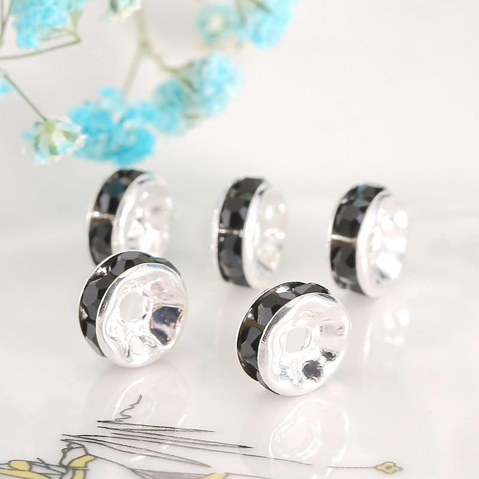 Kisor 100 Pieces Electroplated 10mm Rhinestone Spacer Beads With 2.5mm ...