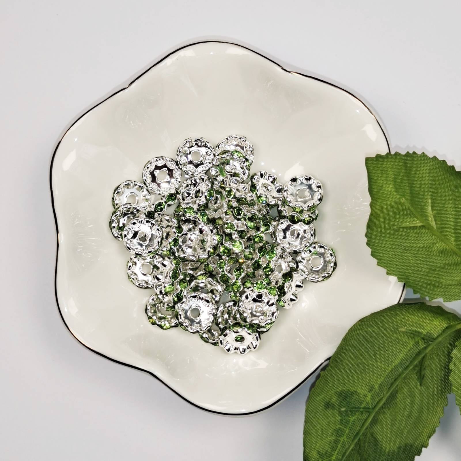 Kisor 100 Pieces Electroplated 12mm Rhinestone Spacer Beads With 3.5mm ...