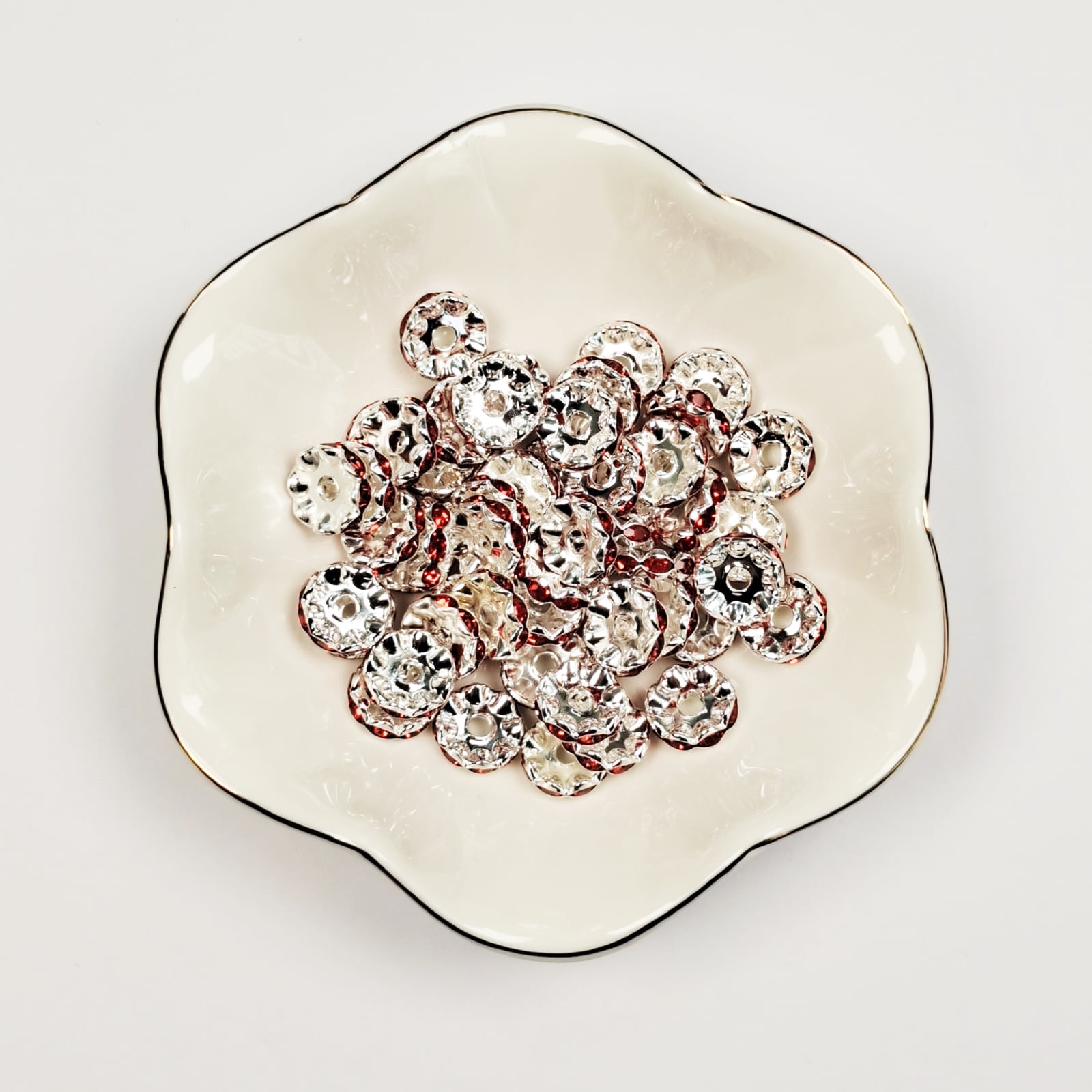 Kisor 100 Pieces/bag 12mm Rhinestone Spacer Beads with 3.5mm Hole ...