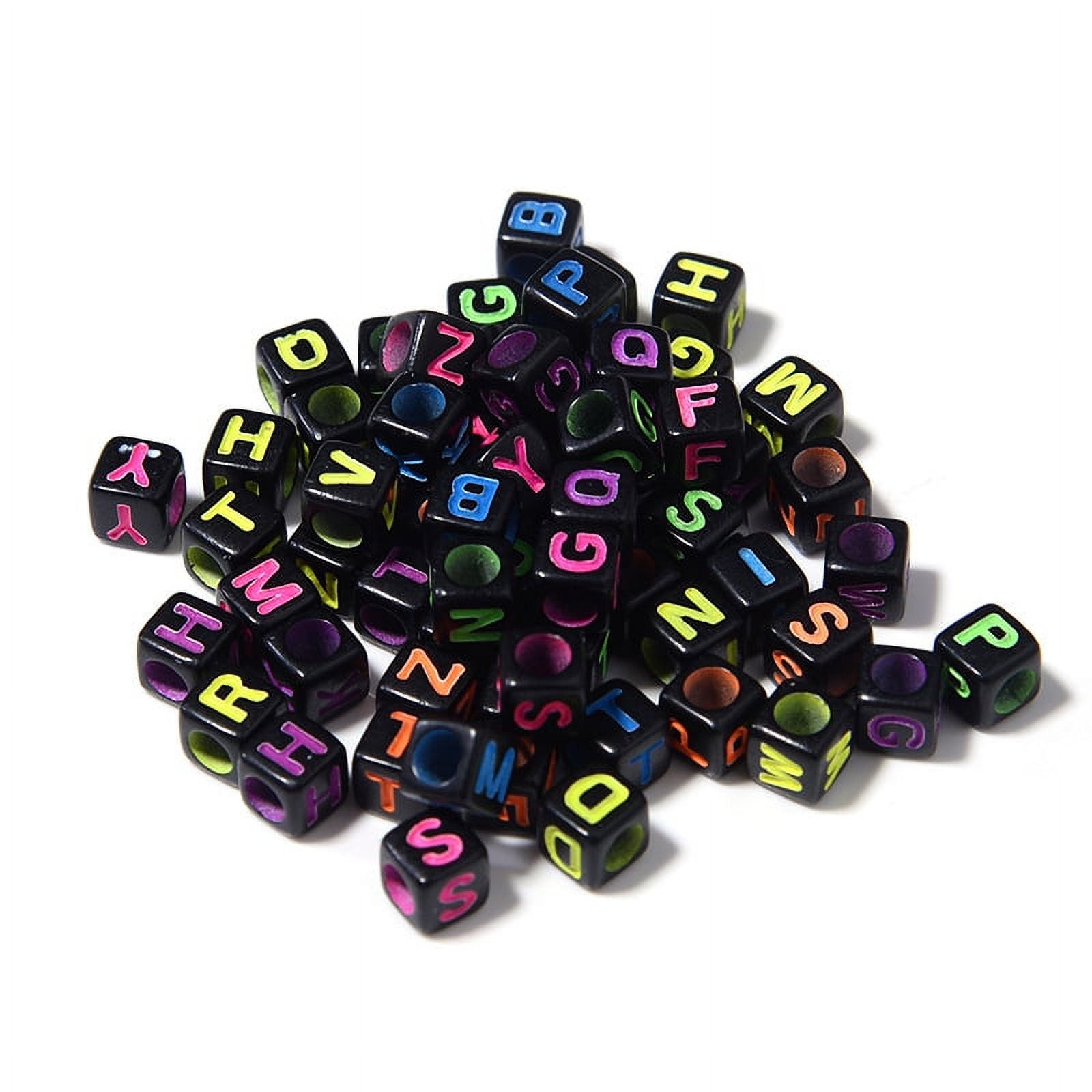 Kisor 1000 PCS 6*6mm Square Acrylic Letter Beads Colorful Plastic Beads ...