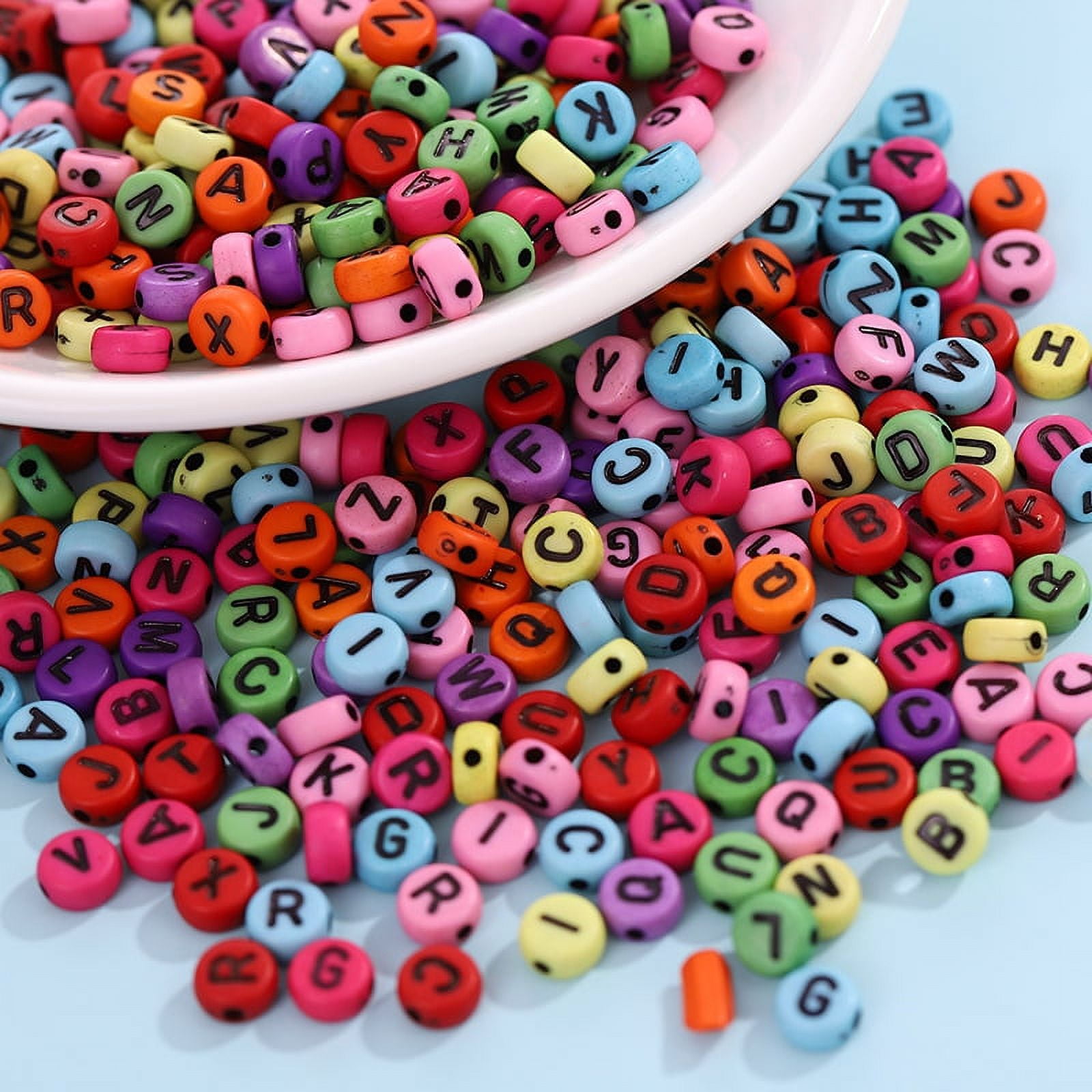 Kisor 1000 Pcs 4x7 mm Shiny Round Flat Acrylic Letter Beads DIY Beading ...