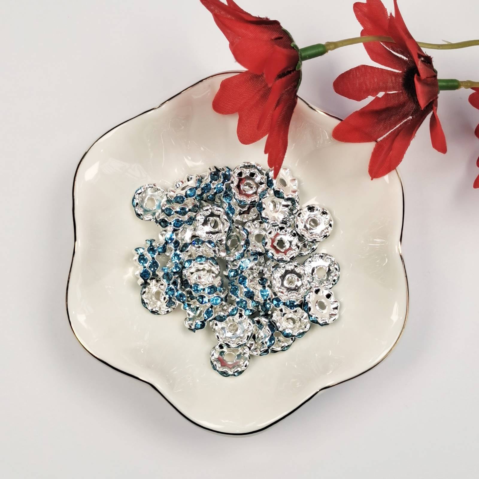 Kisor 100Pcs/bag 12mm Rhinestone Spacer Beads with 3.5mm Hole ...