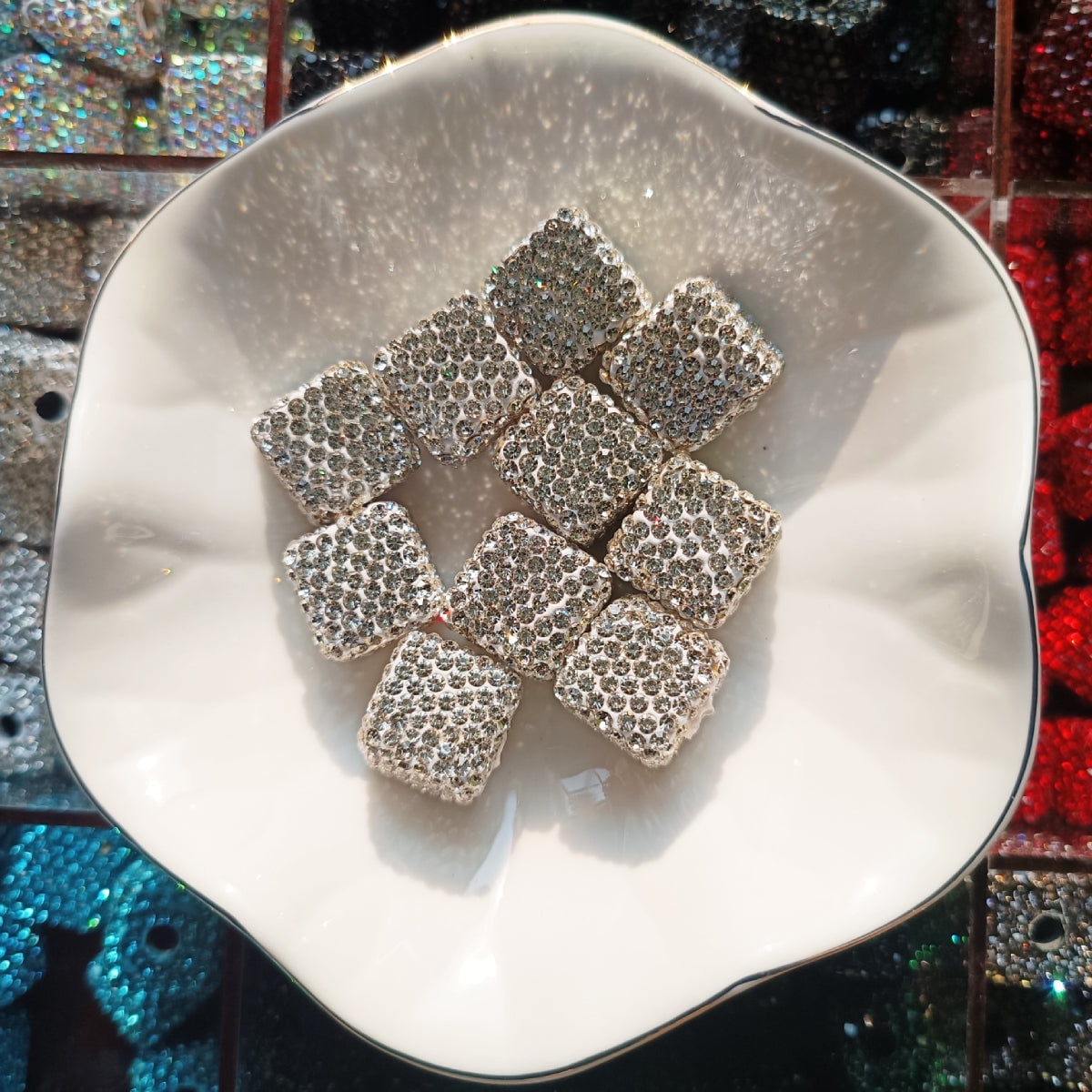 Kisor 10Pcs 14mm Rhinestone Beads Clay Beads Polymer Crystal Beads Clay ...