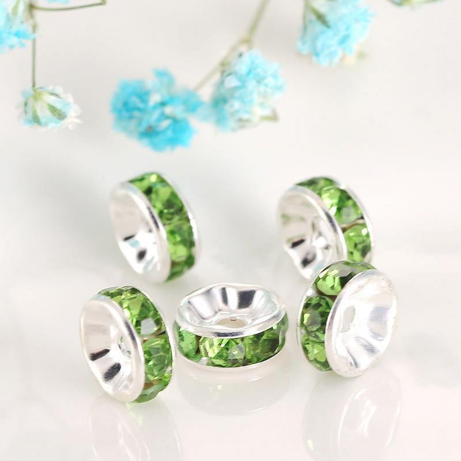 Kisor 10mm Crystal Rhinestone Spacer Beads, 100pcs Rhinestone Spacer ...