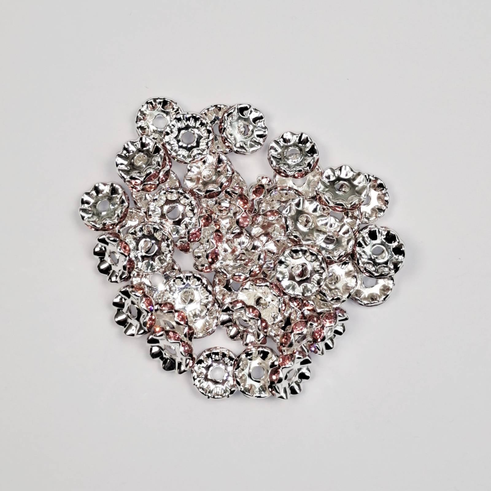 Kisor 12mm Spacer Beads, 100pcs Bead Spacers Rhinestone Round Bulk ...