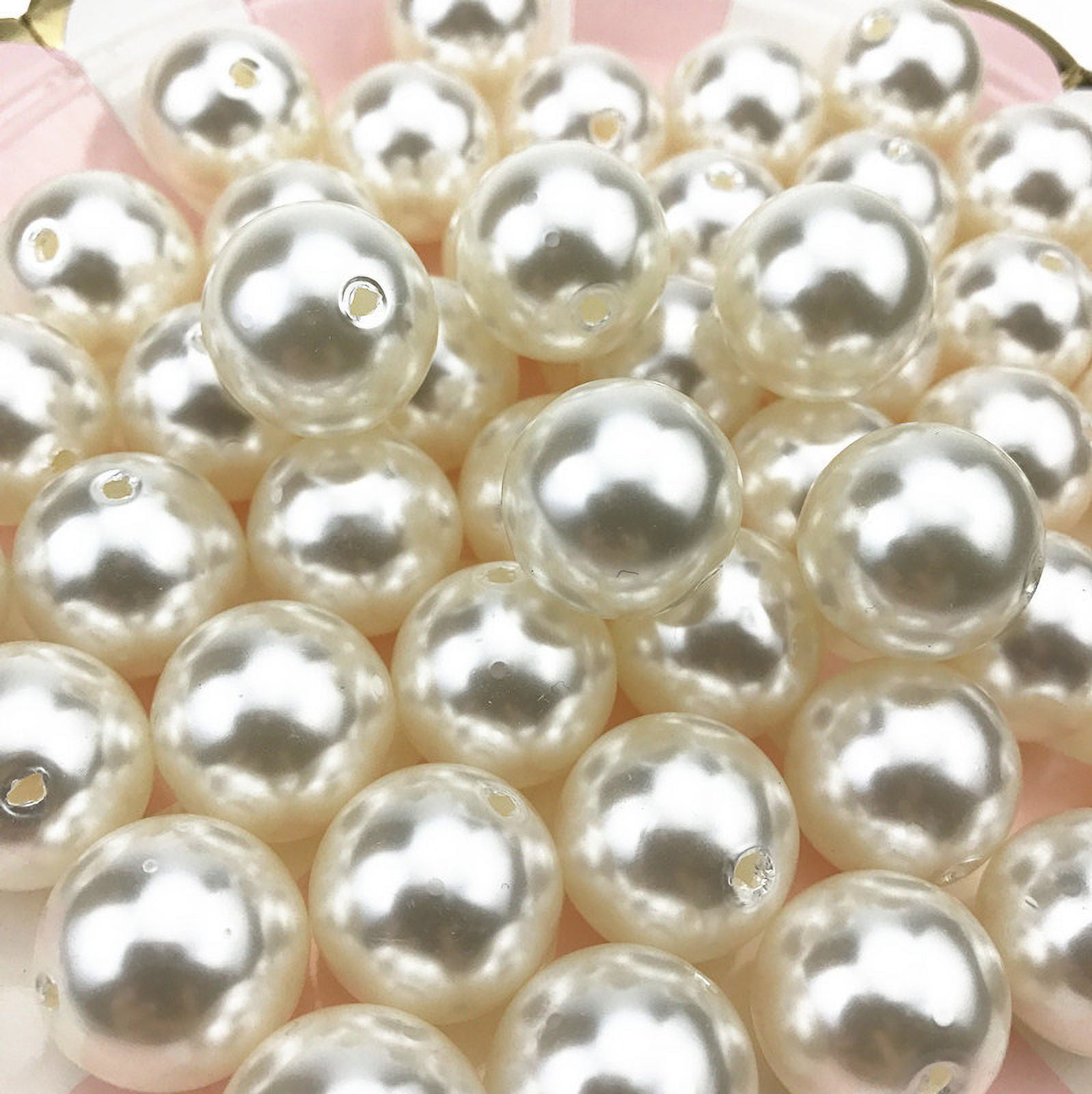 Kisor 16mm Beige Pearl Beads, 20pcs 2.5mm Holes Pearl Craft Beads Loose ...