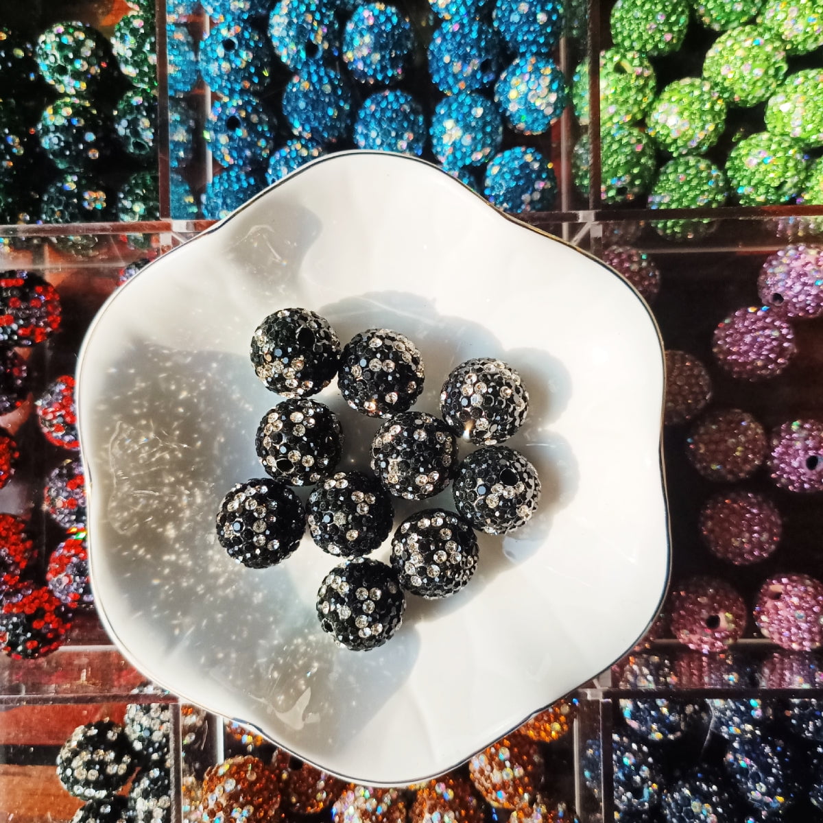 Kisor 16mm Round Clay Rhinestone Beads, 10 Pieces Round Spacer Bead for ...