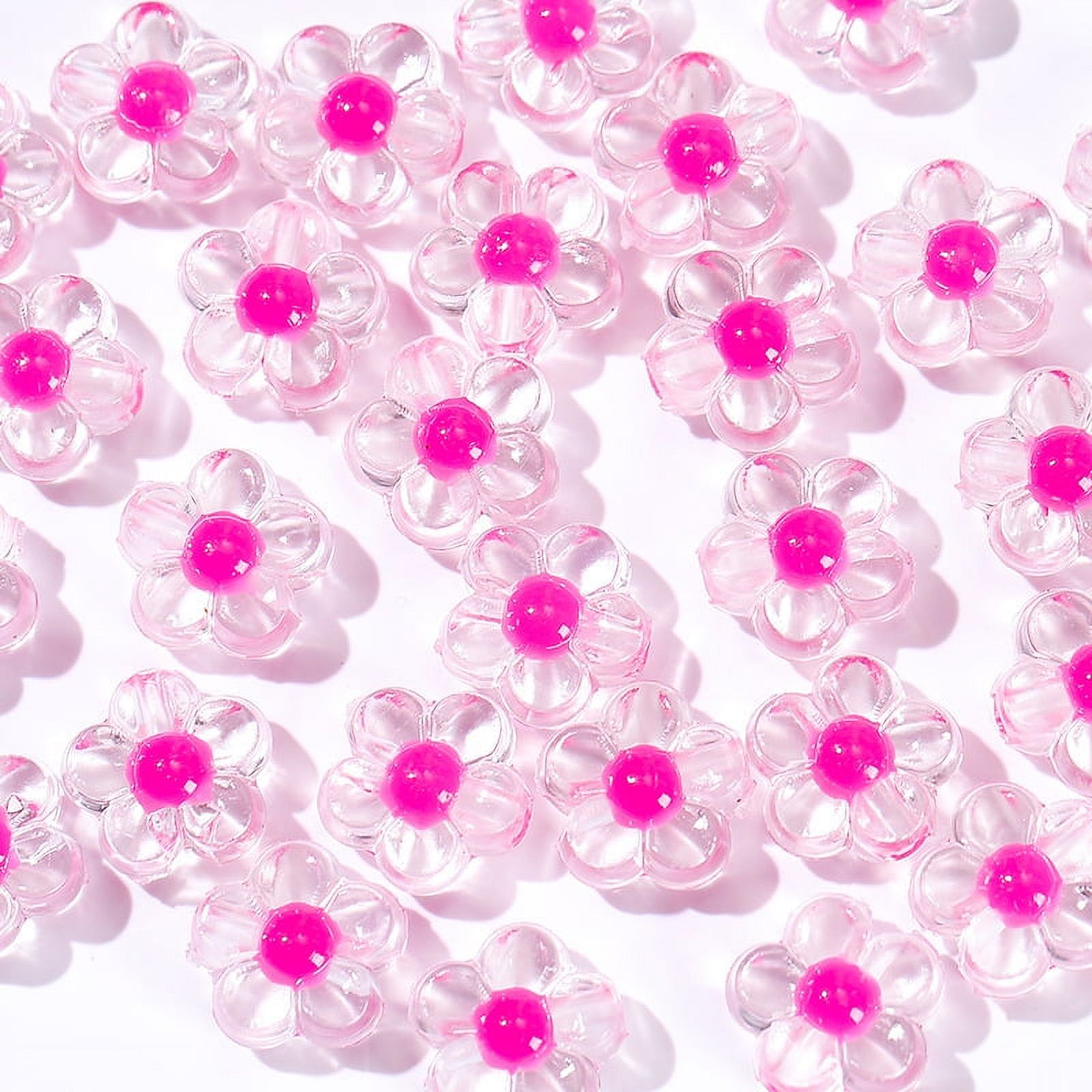 Kisor 200 PCS 12x12mm Arcylic Flower Beads Colorful Beads Kawaii Beads ...