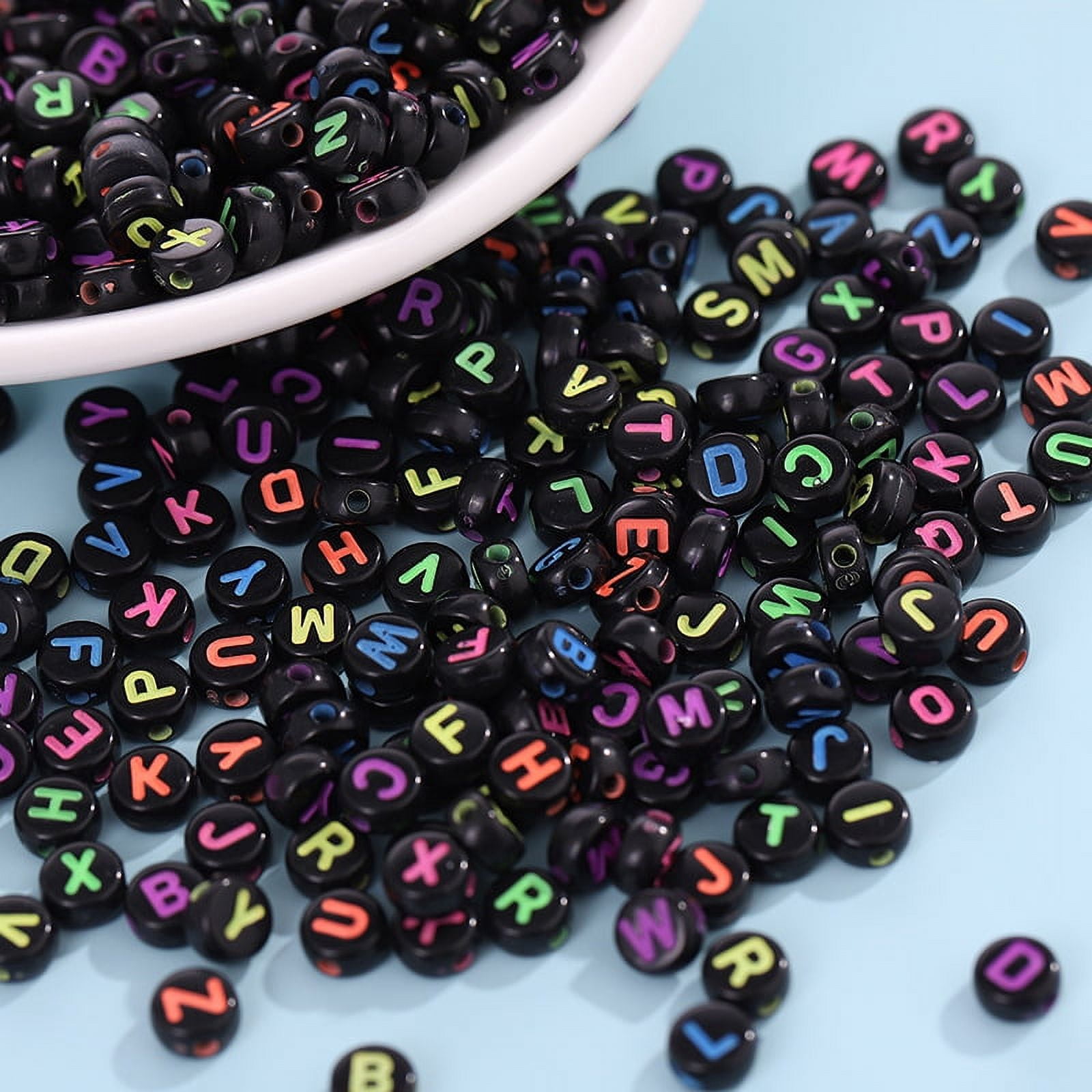 Kisor 4x7mm Round Flat Letter Beads Loose Space Beads, 1000 PCS Acrylic ...