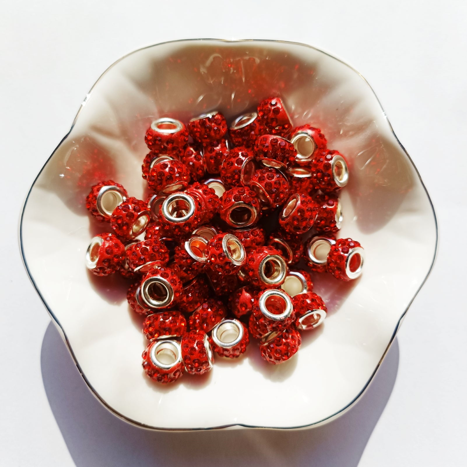 Kisor 50 Pieces Rhinestone Shiny Spacer Beads, 12MM Spacer Loose Beads ...