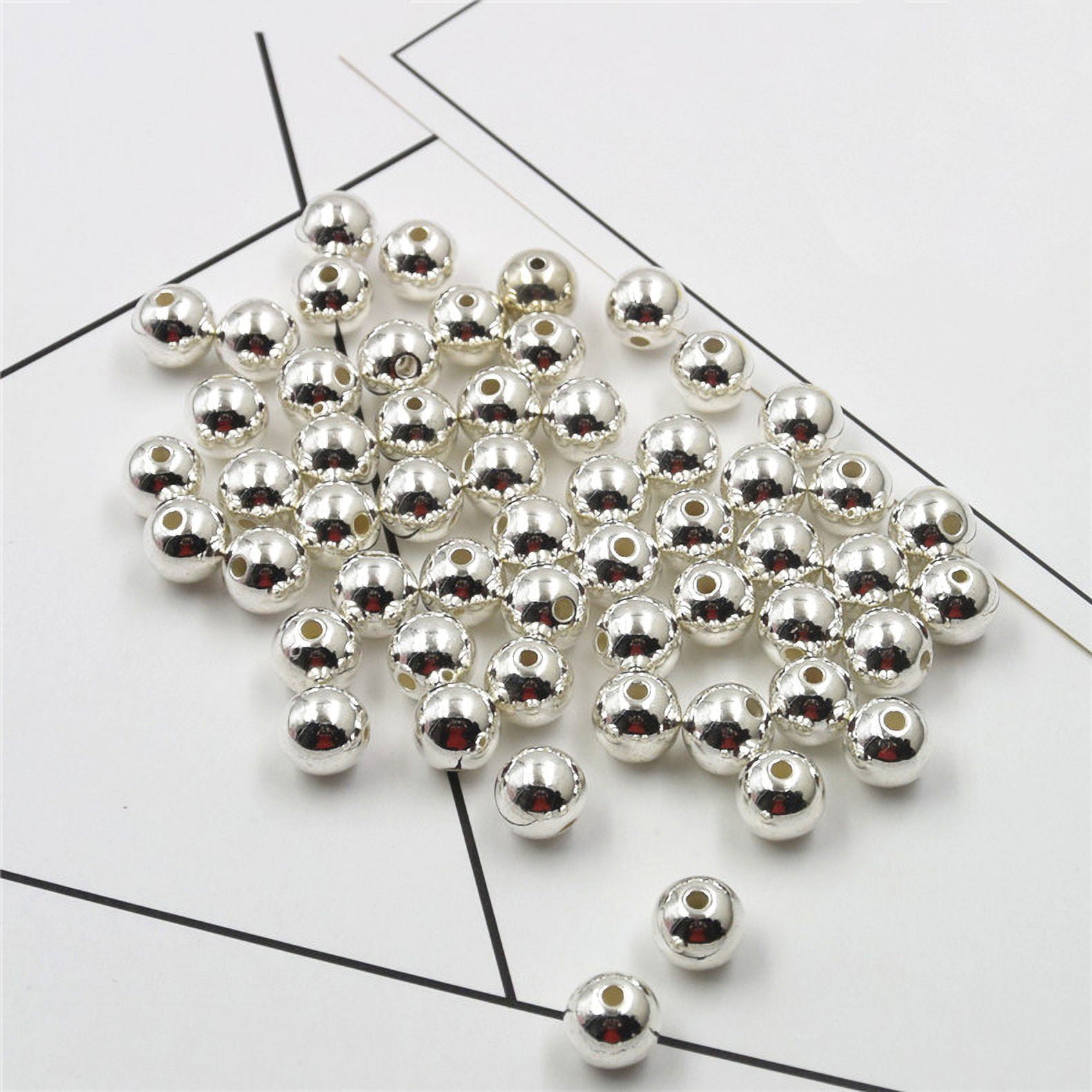 Kisor Electroplated Plastic Beads, 200pcs Beads Round Spacer Beads for ...