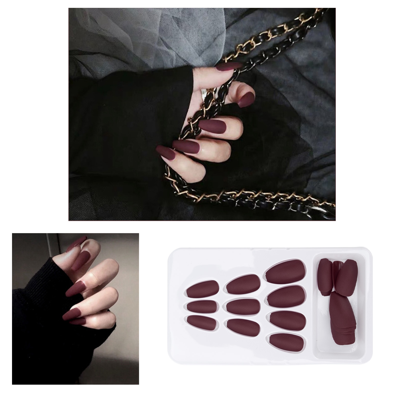 Kisor Fake Nails, 24PCS Acrylic Nails Artificial Fingernails Medium ...