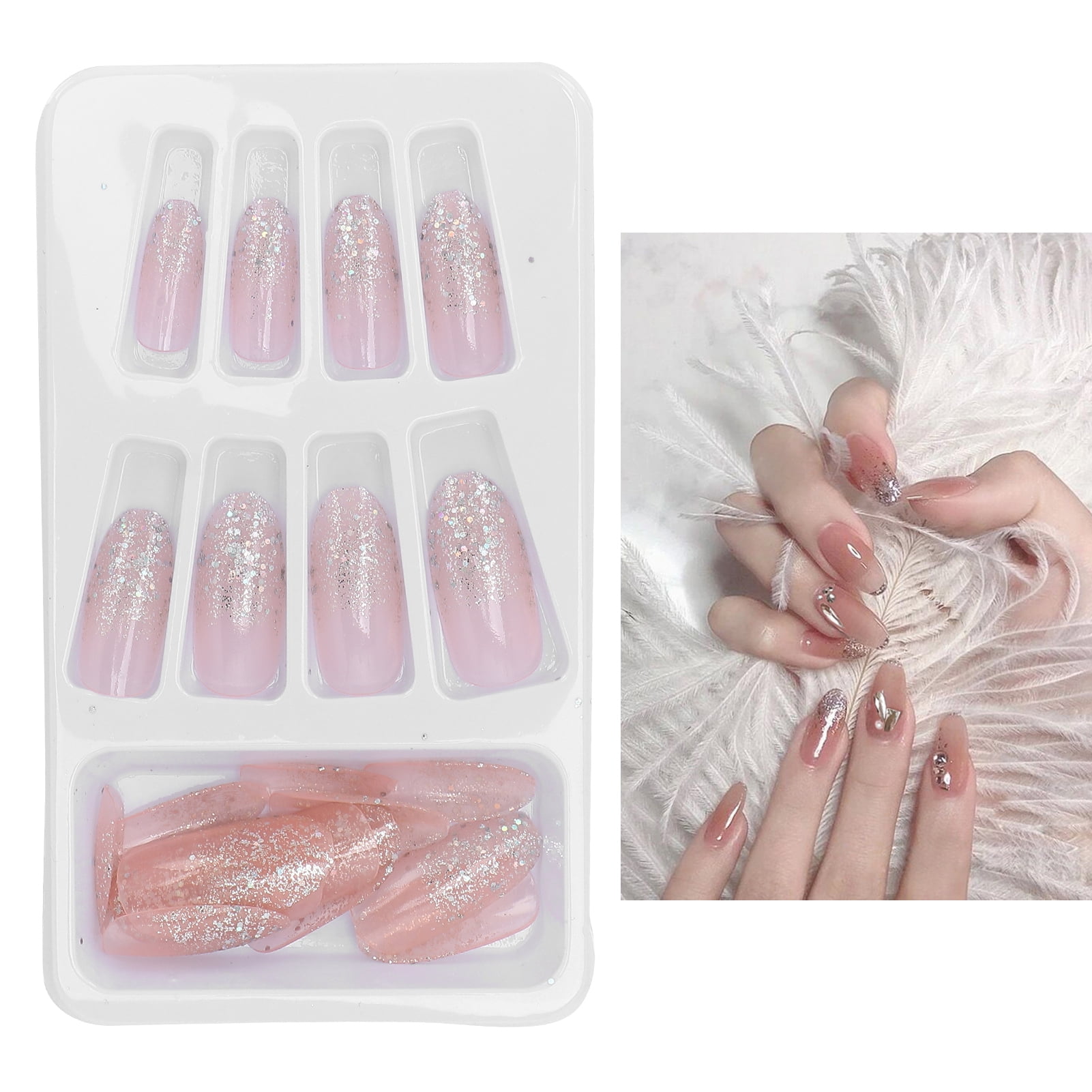 Kisor Press on Nails Fake Nails French Acrylic Full Coverage Reusable ...