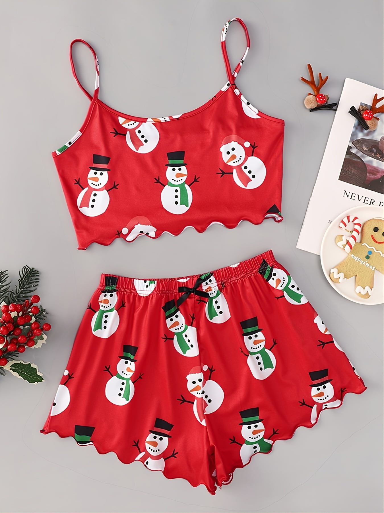 Kisor Womens Christmas Print Pajama Set 2 Piece Loungewear Sets Soft ...