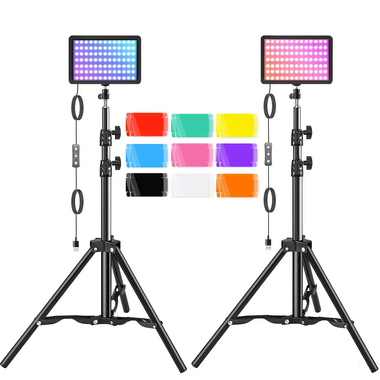 Kisportee 2 Pack LED Video Light kit, Remote Control Dimmable USB LED ...