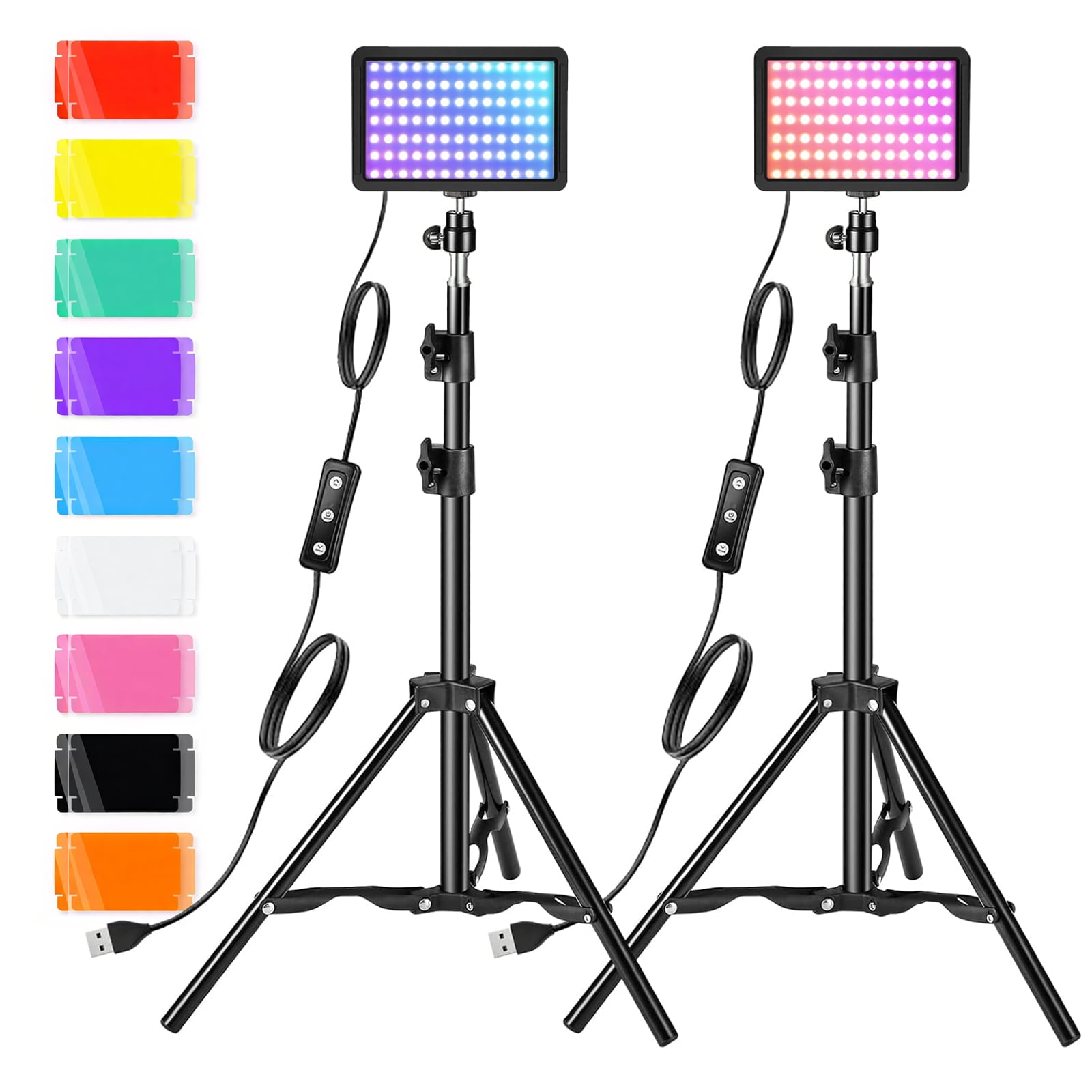 Kisportee 2Pack LED Photo Video Light kit, Remote Control Dimmable USB ...