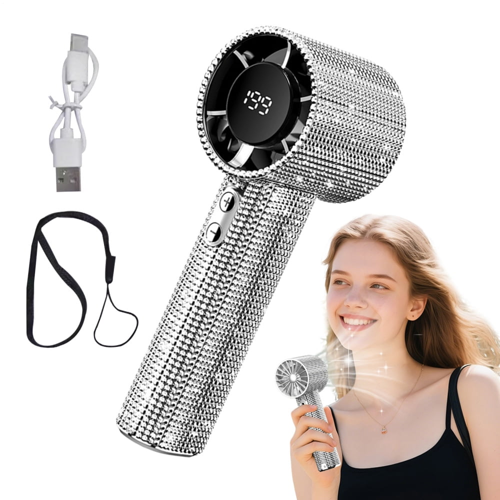 Kisronda High Speed Handheld Fan Digital Display Cooling Gadget Quiet ...