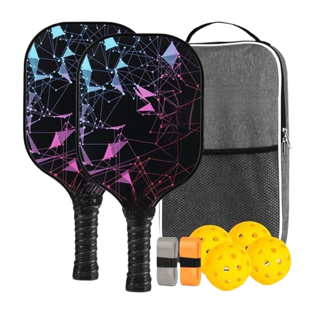 Kisronda Pickleball Racket Ball Play Paddle Set Fiberglass Ergonomic ...