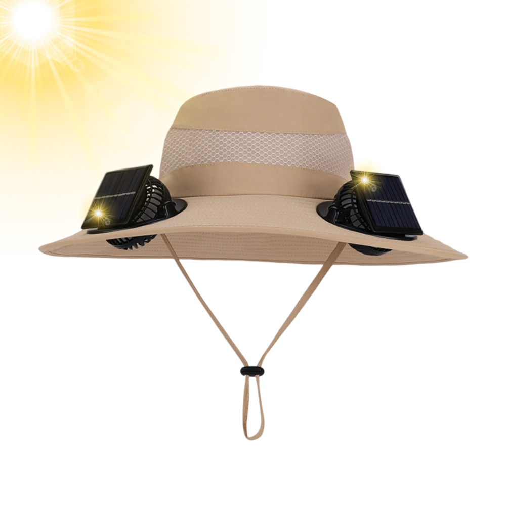 Kisronda Solar Fan Hats for Men Wide Brim Solar Fan Hat Rechargeable UV ...