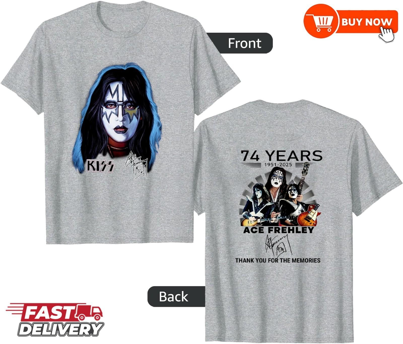Kiss Ace Frehley Shirt, Memories 1951-2025 Signature Tshirt Funny Shirt ...