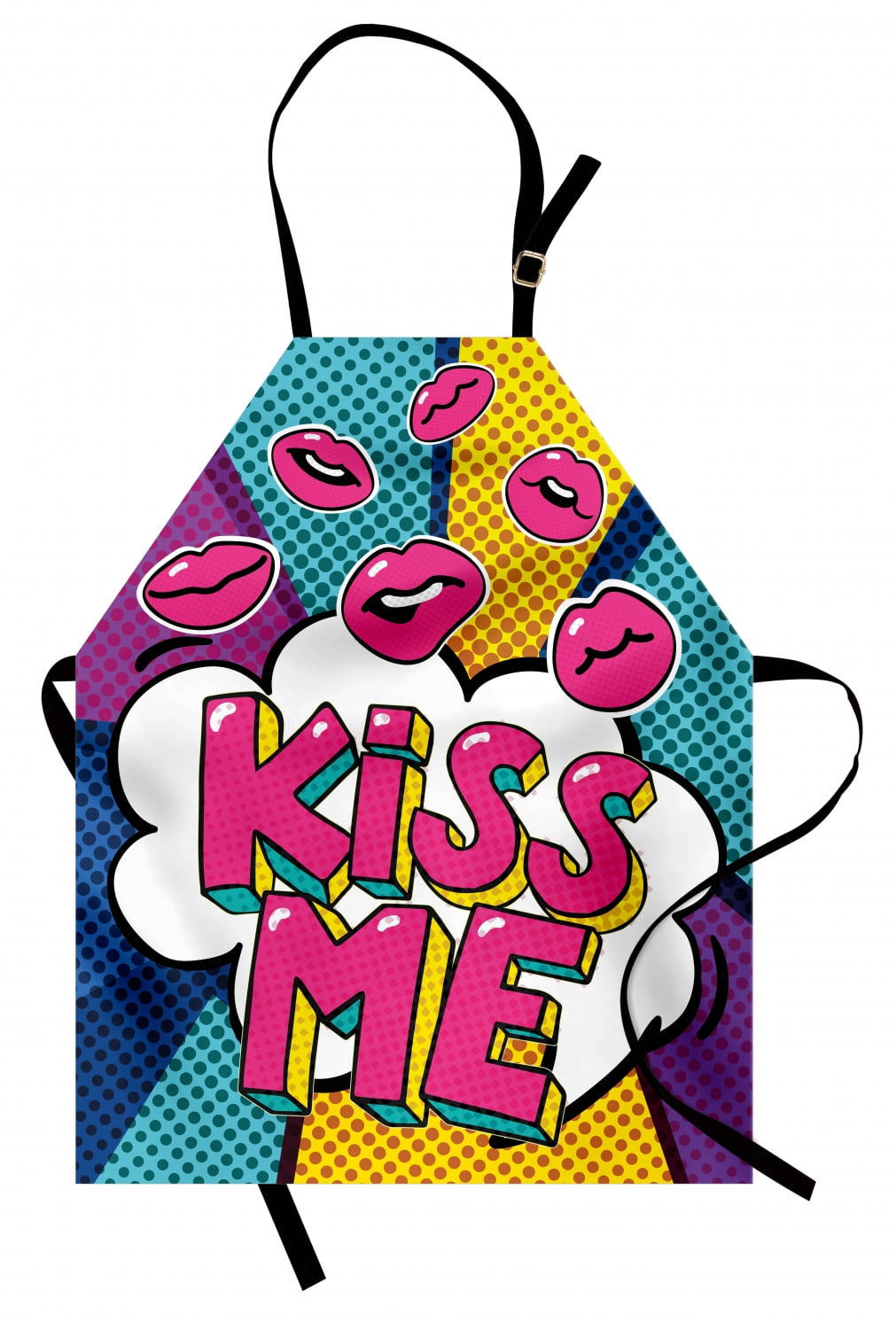 Kiss Apron Kiss Me Word Bubble in Pop Art Style Retro Colorful Dotted ...