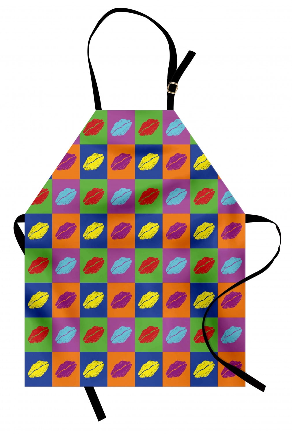 Kiss Apron Pop Art Style Lipstick Kisses on Vibrant Colored Squares 60 ...