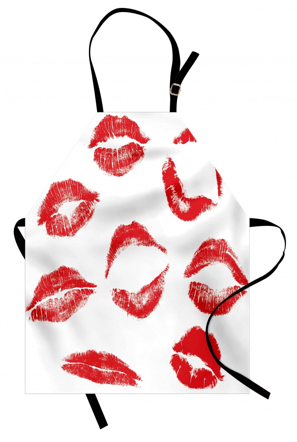 Kiss Apron Various Different Kiss Marks in Red Woman Seduction Lipstick ...
