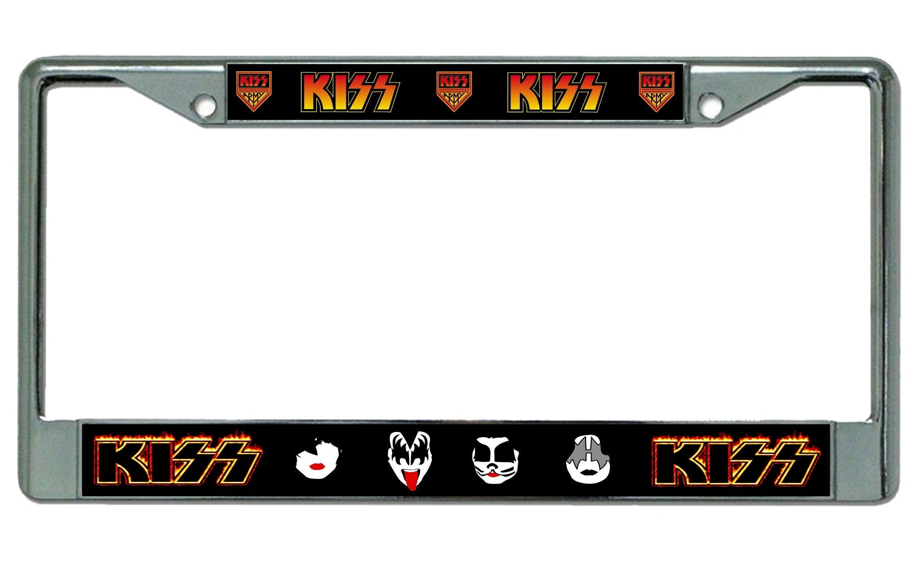 Kiss Army Durable Chrome License Plate Frame for US Car Tags, Pre ...