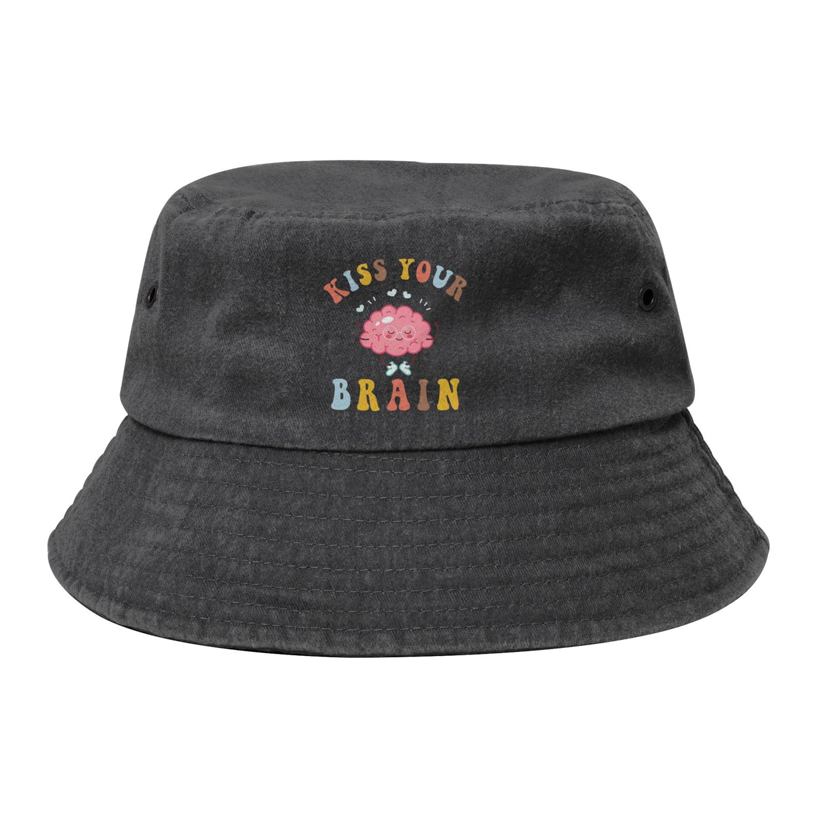 Kiss Your Brain Summer Bucket Hat Fishing Hat Wide Brim Sun Hat with UV ...