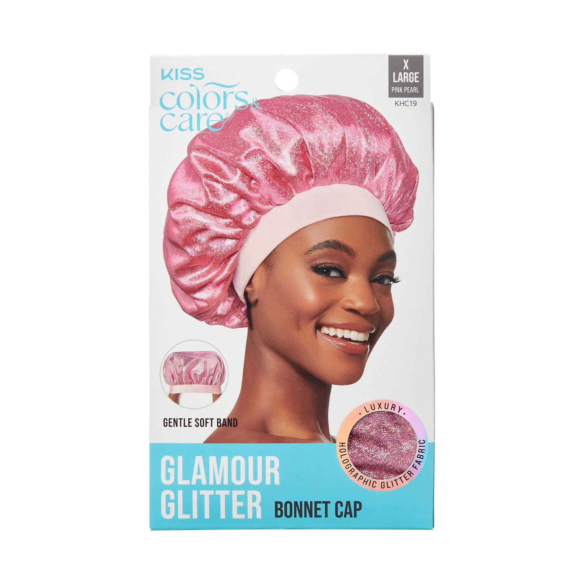 KISS Colors & Care Luxury Elastic Band Glamour Glitter Bonnet Cap, XL ...
