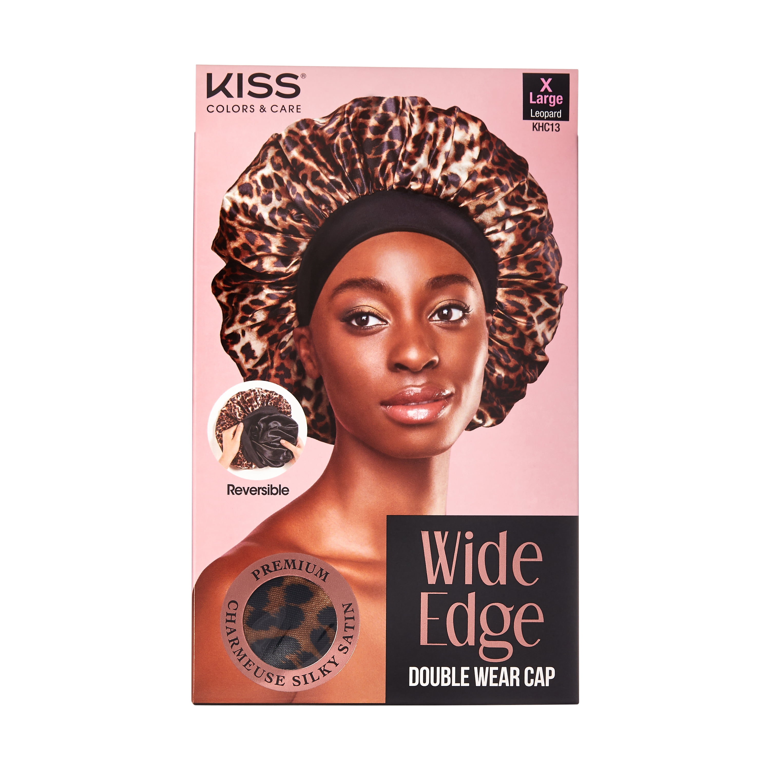 Kiss Colors & Care Silky Satin Reversible Hair Bonnet Cap, Wide Edge ...