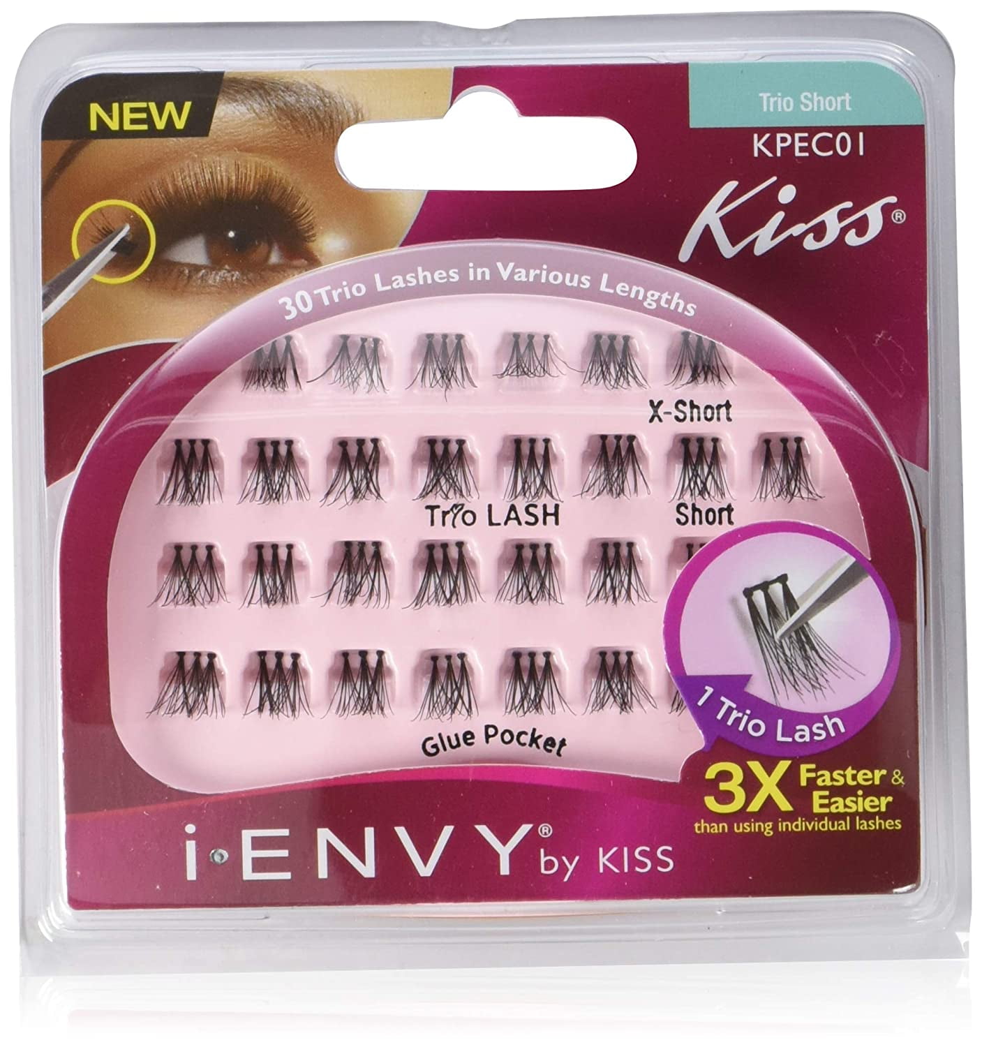 Kiss I Envy Trio Short Trio Lashes, 30 Count - Walmart.com