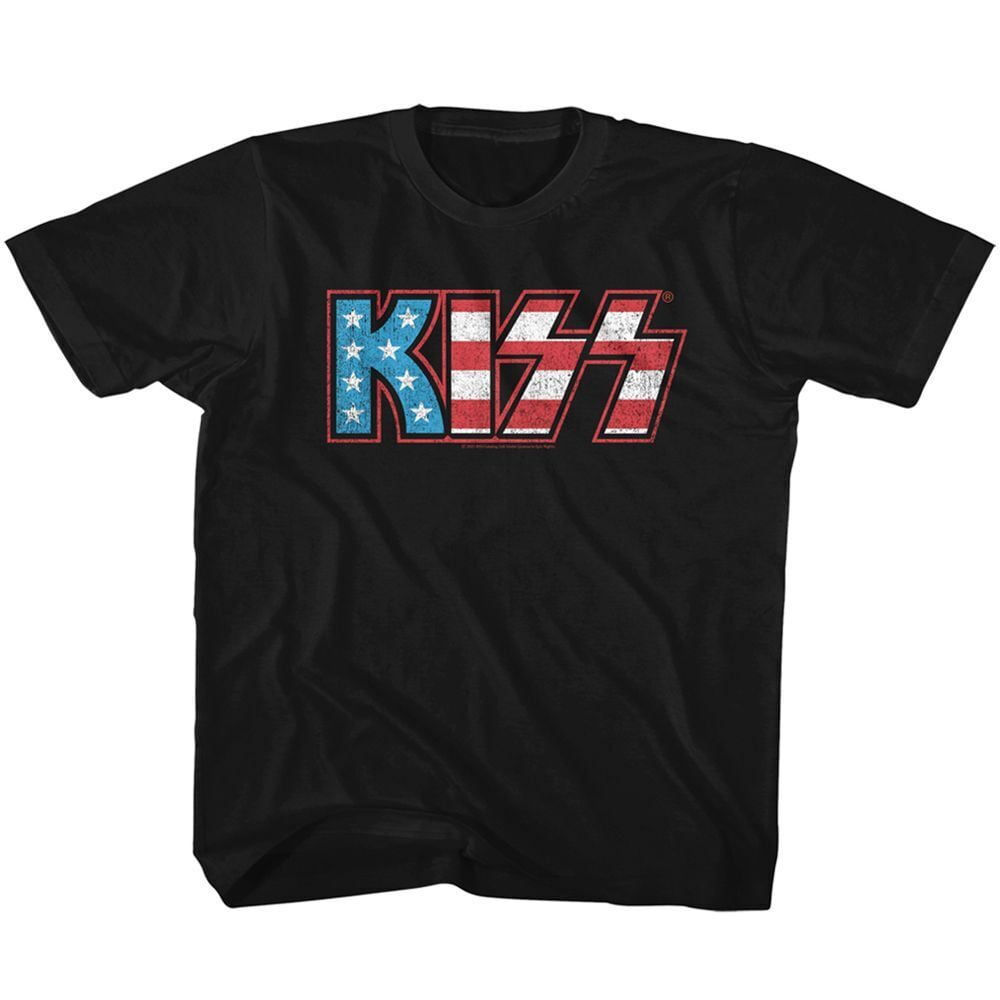 Kiss Flag Black Rock and Roll Music Band Shirt - Walmart.com