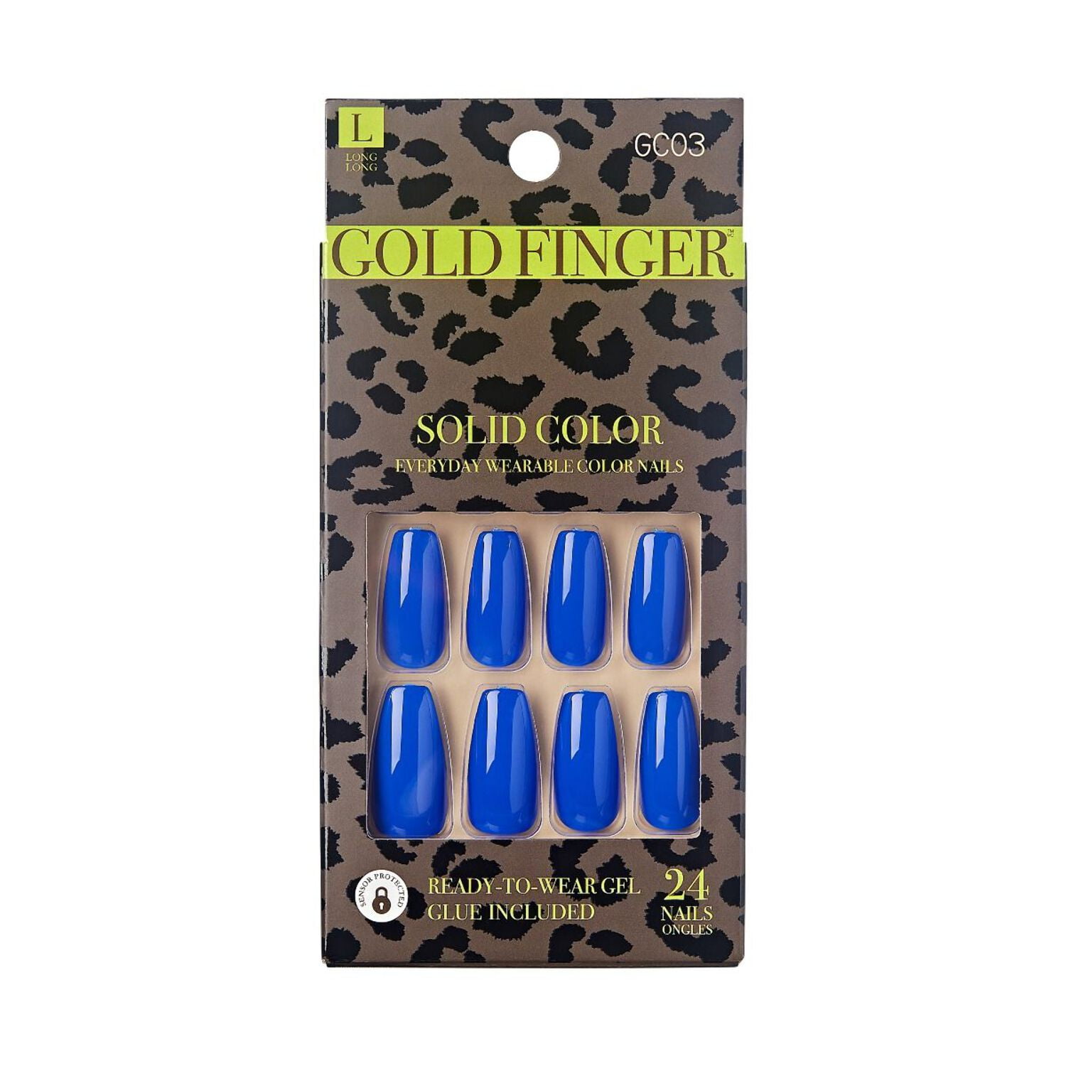 KISS Gold Finger Solid Colors - Medium Blue GF03, Long False Nails ...