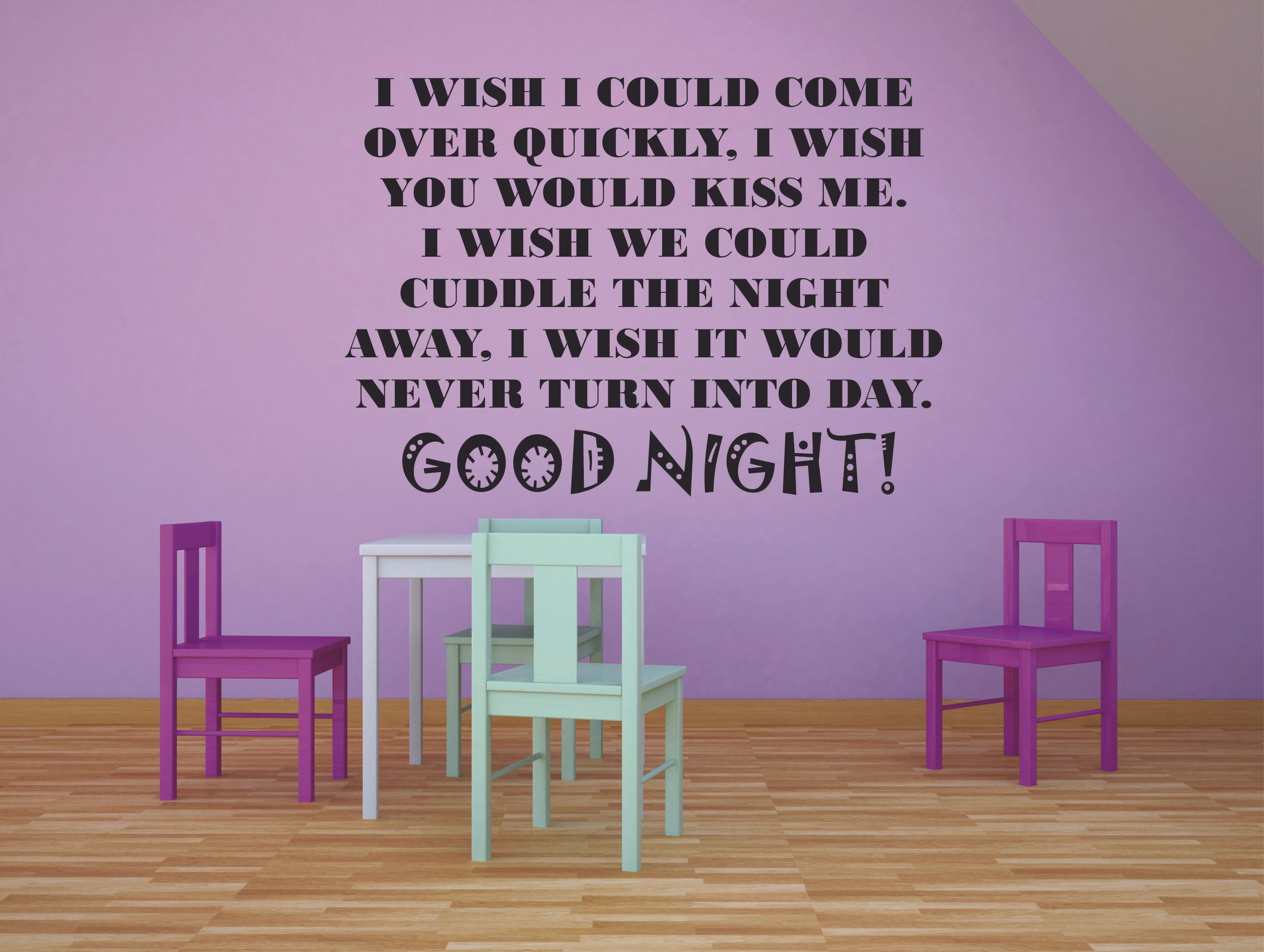 Kiss Me Good Night Quotes Sleep Sleeping Bedtime Quote Wall Decal Vinyl ...