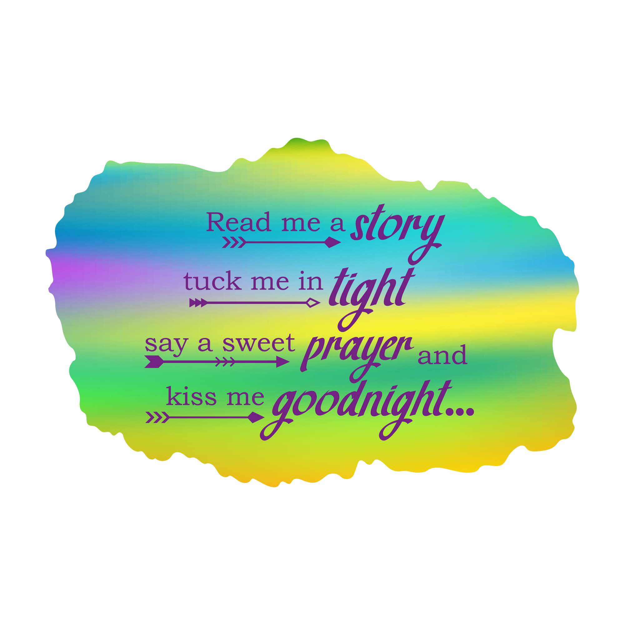 Kiss Me Goodnight Say A Sweet Prayer Quote Kids Room Vinyl Design Wall ...