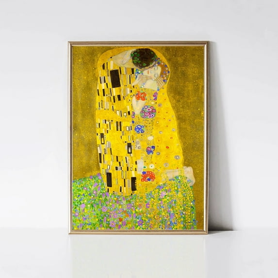 The Kiss By Gustav Klimt, Modern Portrait Painting, Art Nouveau Print ...