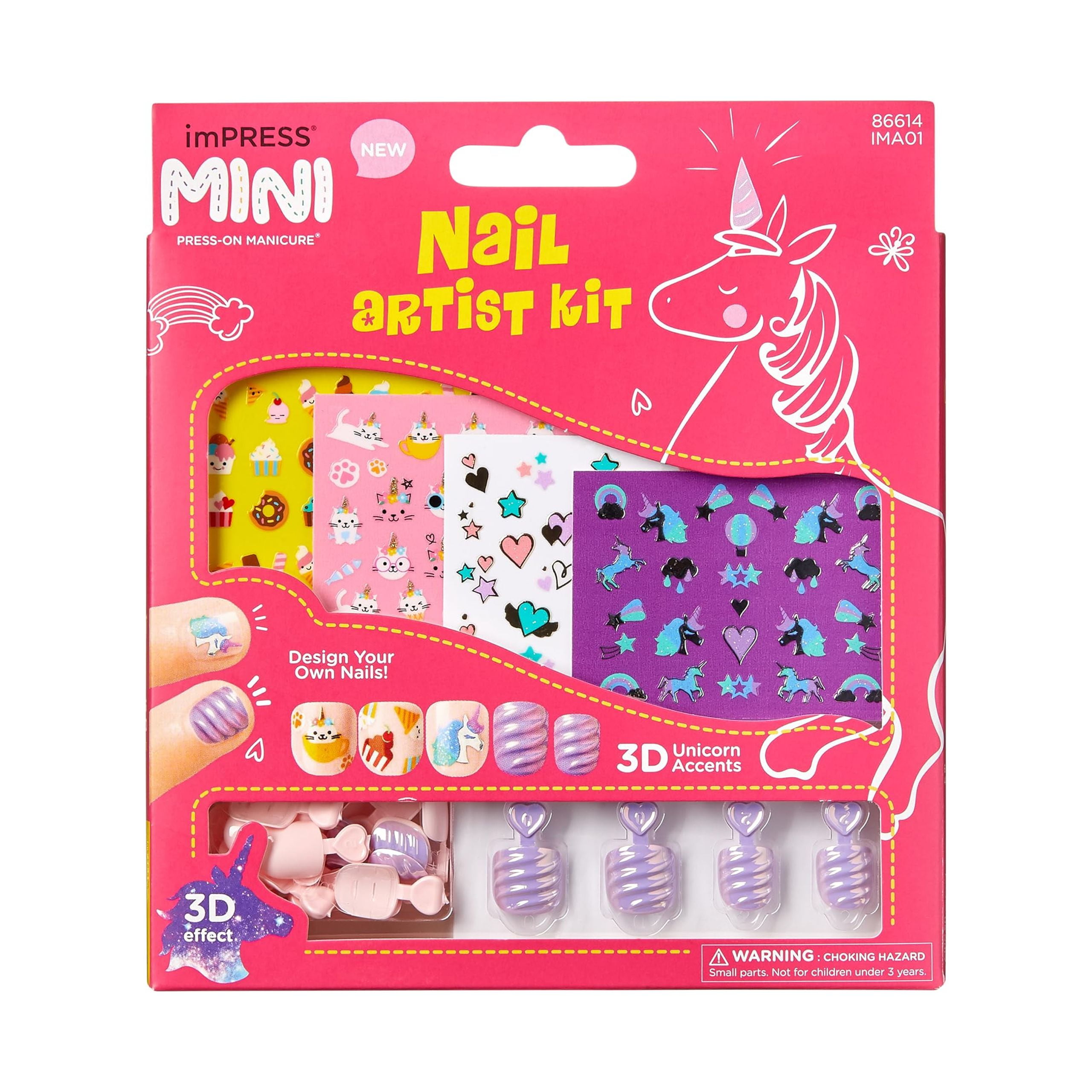 Kiss Impress Mini Nail Artist Kit For Kids, Press-On Nails Manicure Set ...