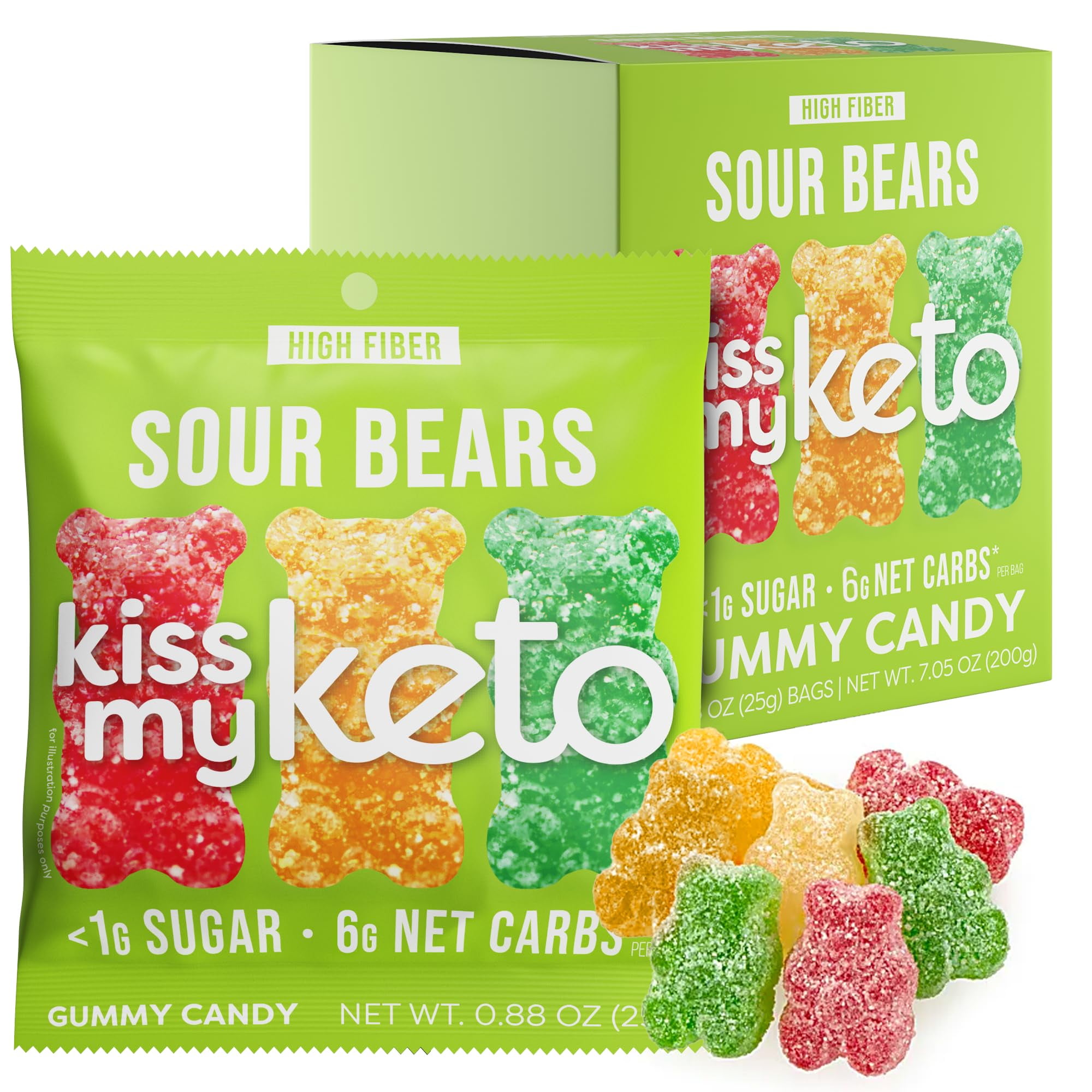 Kiss My Keto SCH4 Gummies Candy - Low Carb Candy Sour Bears, Keto Snack ...