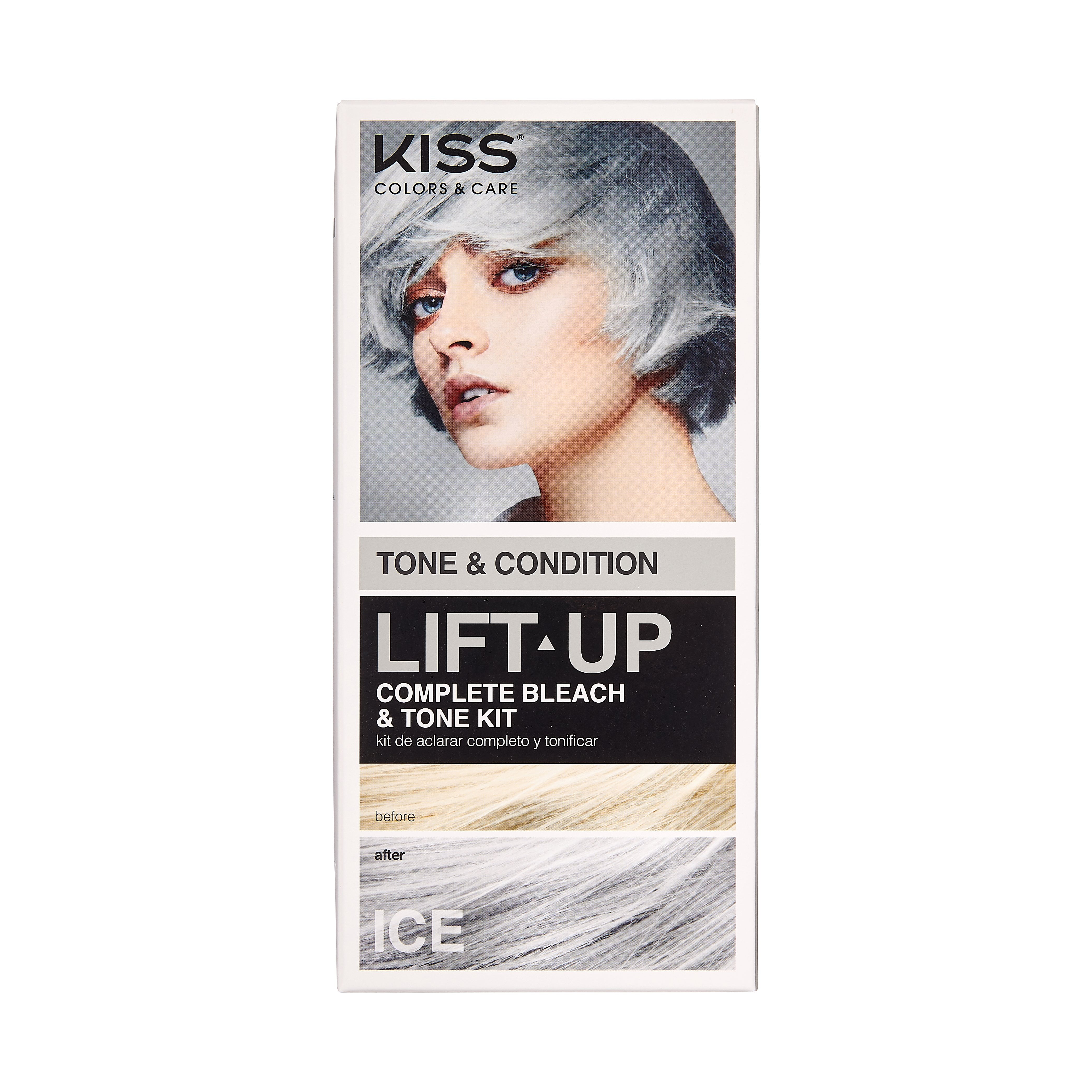 Kiss Lift-Up Complete Bleach and Tone Hair Color Kit - Ice (5-Piece ...