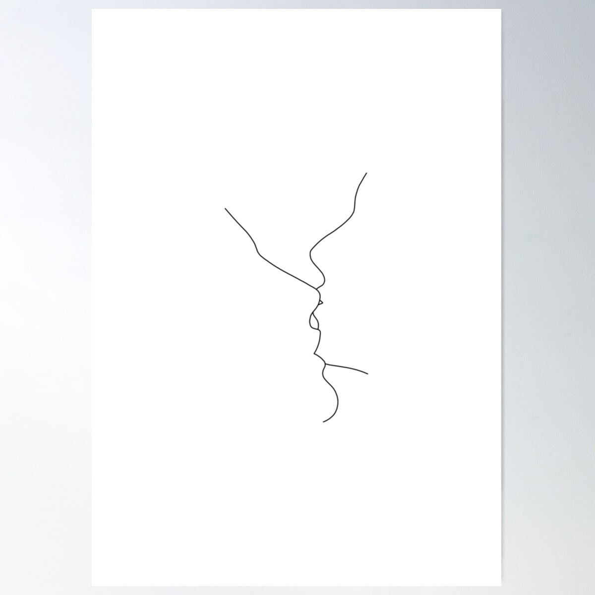 Kiss Line Drawing Illustration - Gigi Poster Wall Art, Modern Wall ...