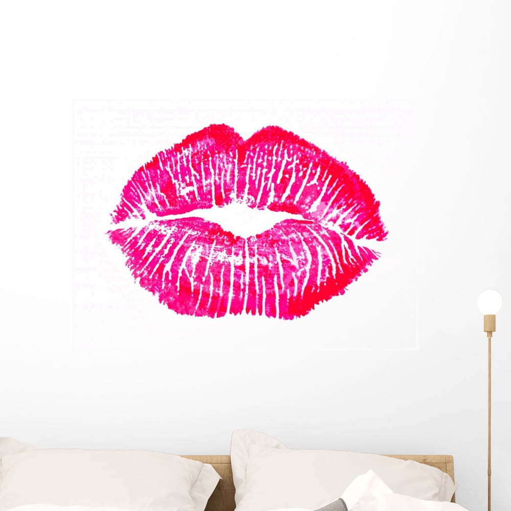 Kiss Lips Lip Print Wall Mural by Wallmonkeys Peel and Stick Graphic ...