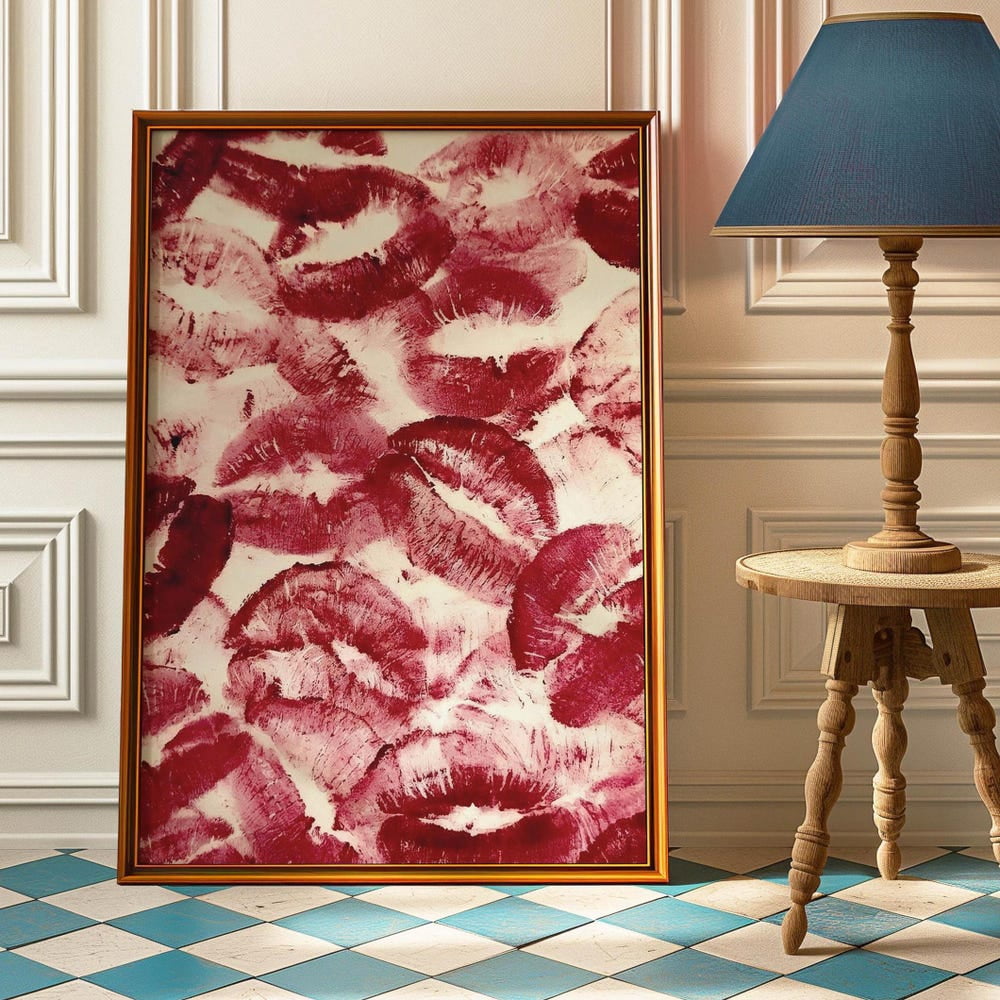 Kiss Lips Poster - Trendy Lips Wall Art - Retro Kiss Lips Art Print ...