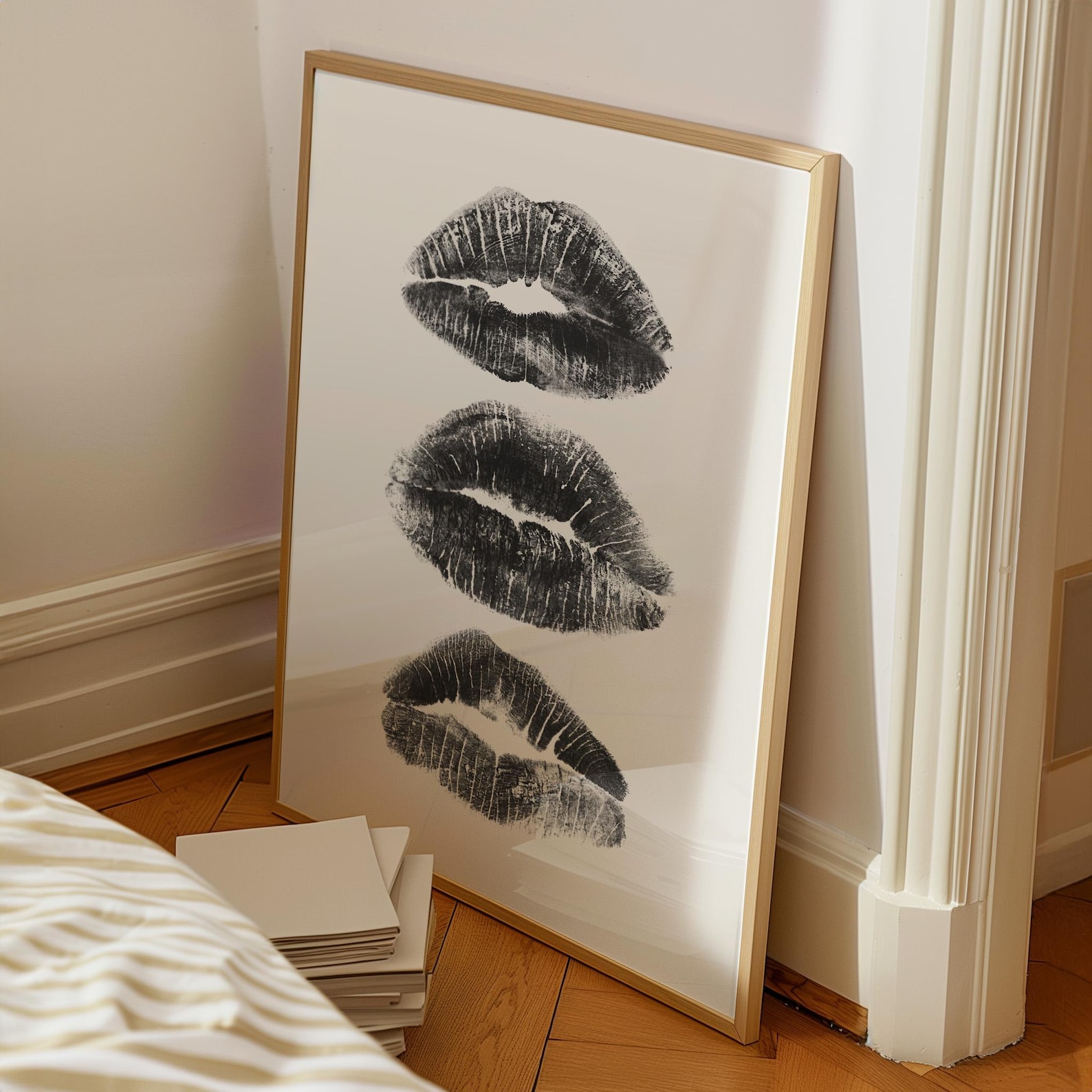 Kiss Lips Print, Trendy Wall Art, Black Lips Poster, Dark Coquette Room ...