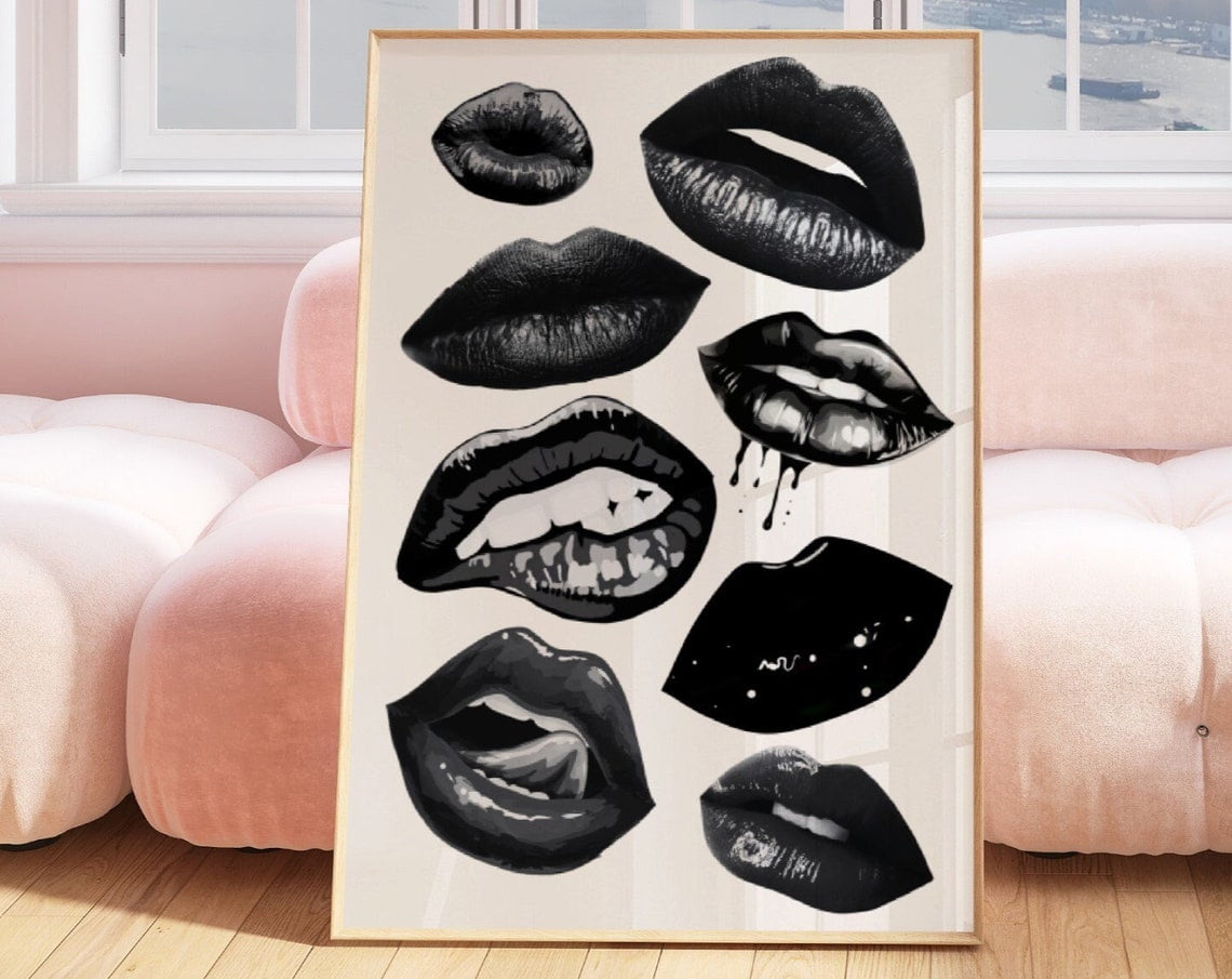Kiss Lips Wall Art, Lips Print, Trendy Preppy Dorm Poster; Trendy Art ...