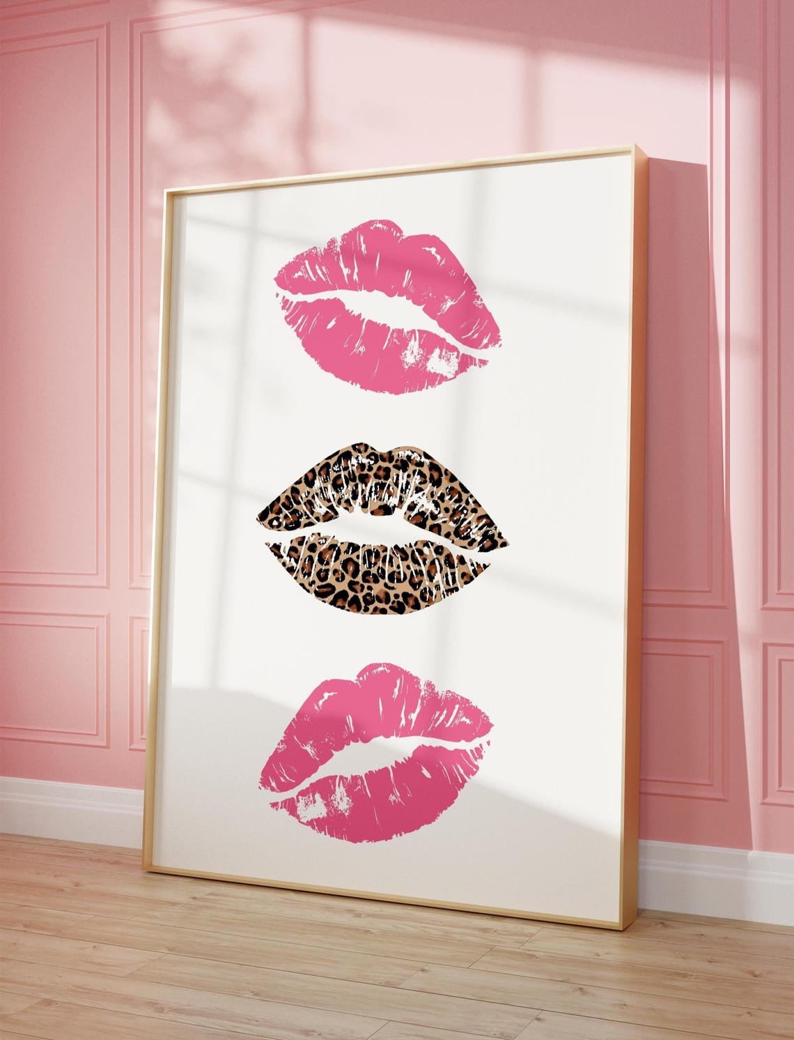 Kiss Lips Wall Art Trendy Wall Art Trendy Leopard Print Pink Aesthetic ...