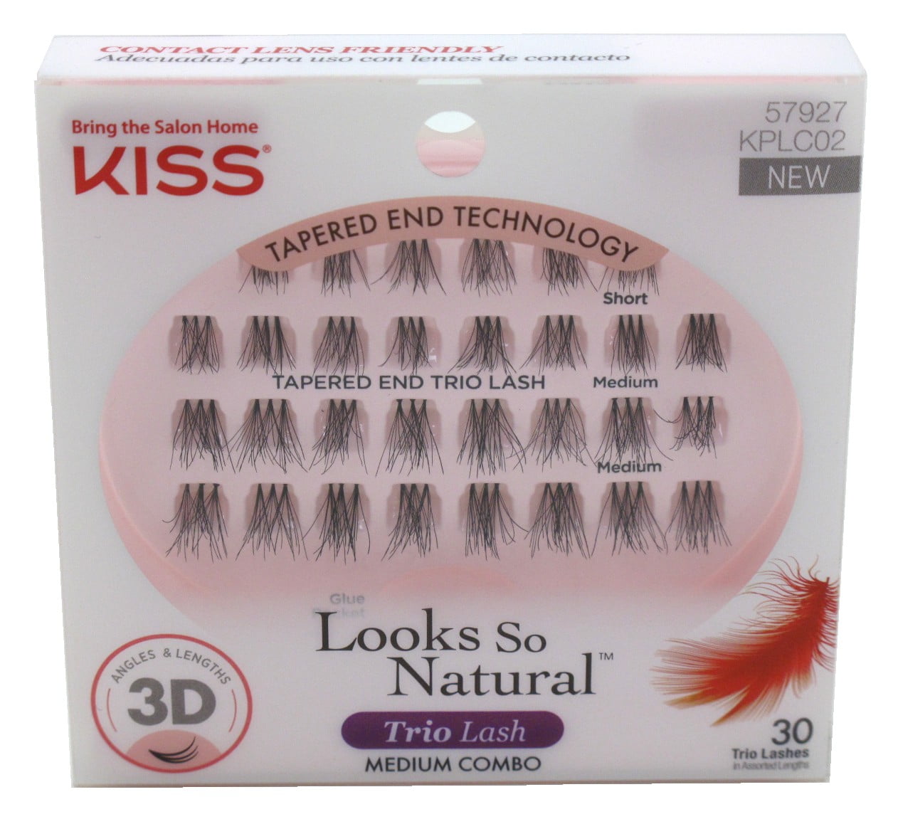 Kiss Looks So Natural Trio Lashes Medium Combo 30 Count (Pack of 2 ...
