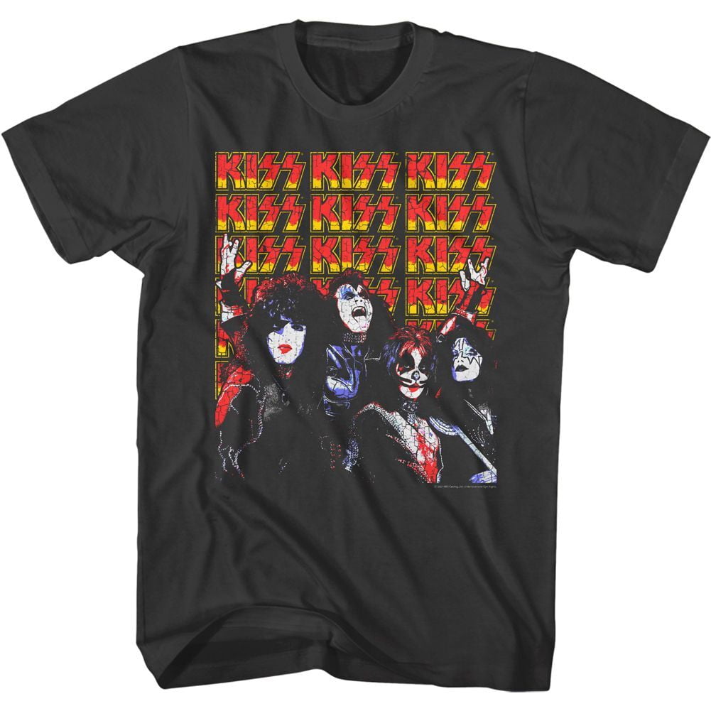 Kiss Lots Of Logos Smoke Rock and Roll Music Band Shirt - Walmart.com
