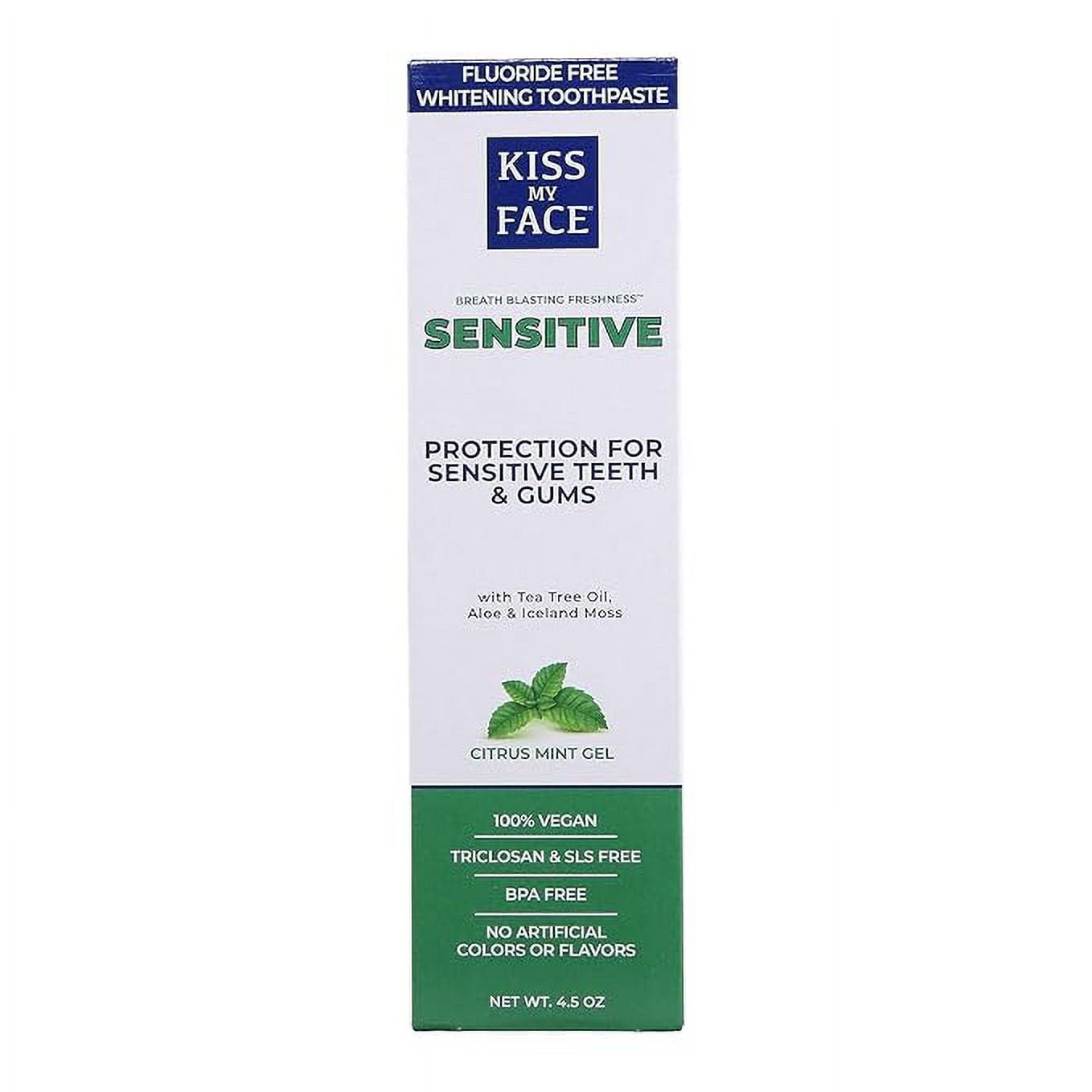 Kiss My Face Fluoride Free Sensitive Toothpaste 4.5 oz (Pack of 2 ...