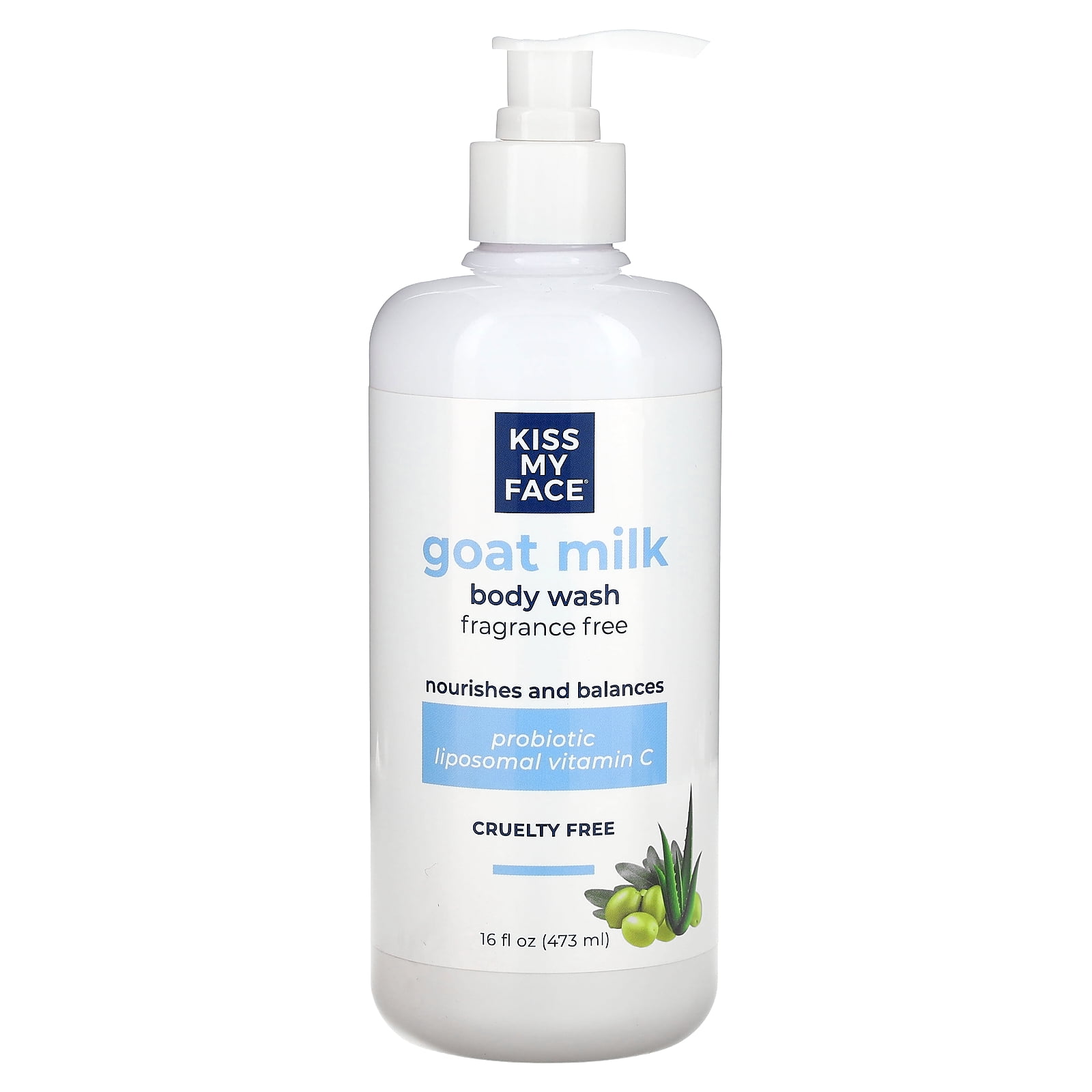 Kiss My Face Goat Milk Body Wash, Fragrance Free, 16 fl oz (473 ...